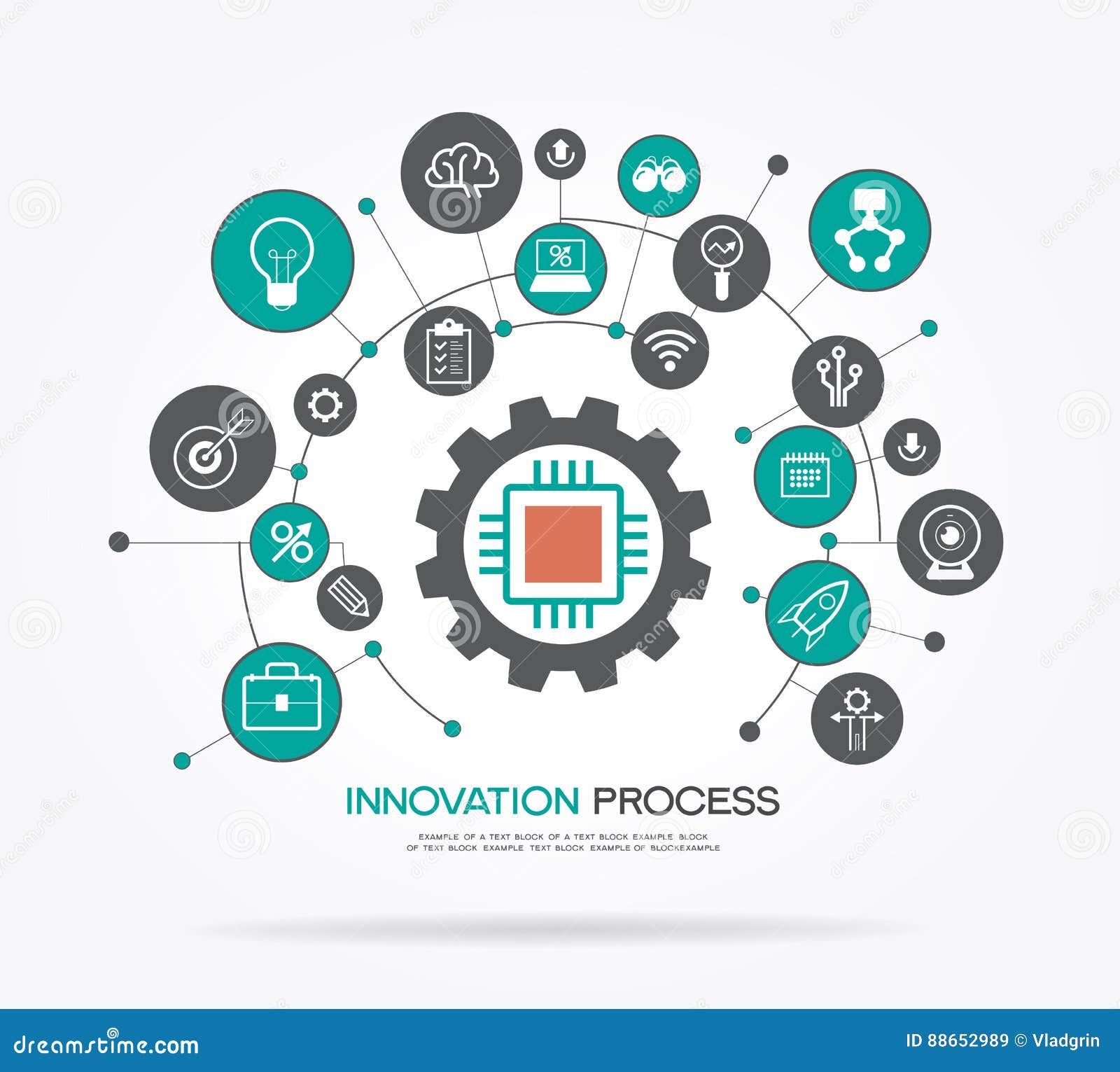Innovation Process Template With Four Steps - Blue Version Vector ...