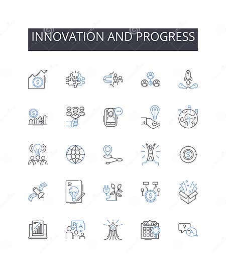 Innovation and Progress Line Icons Collection. Improvement, Advancement ...