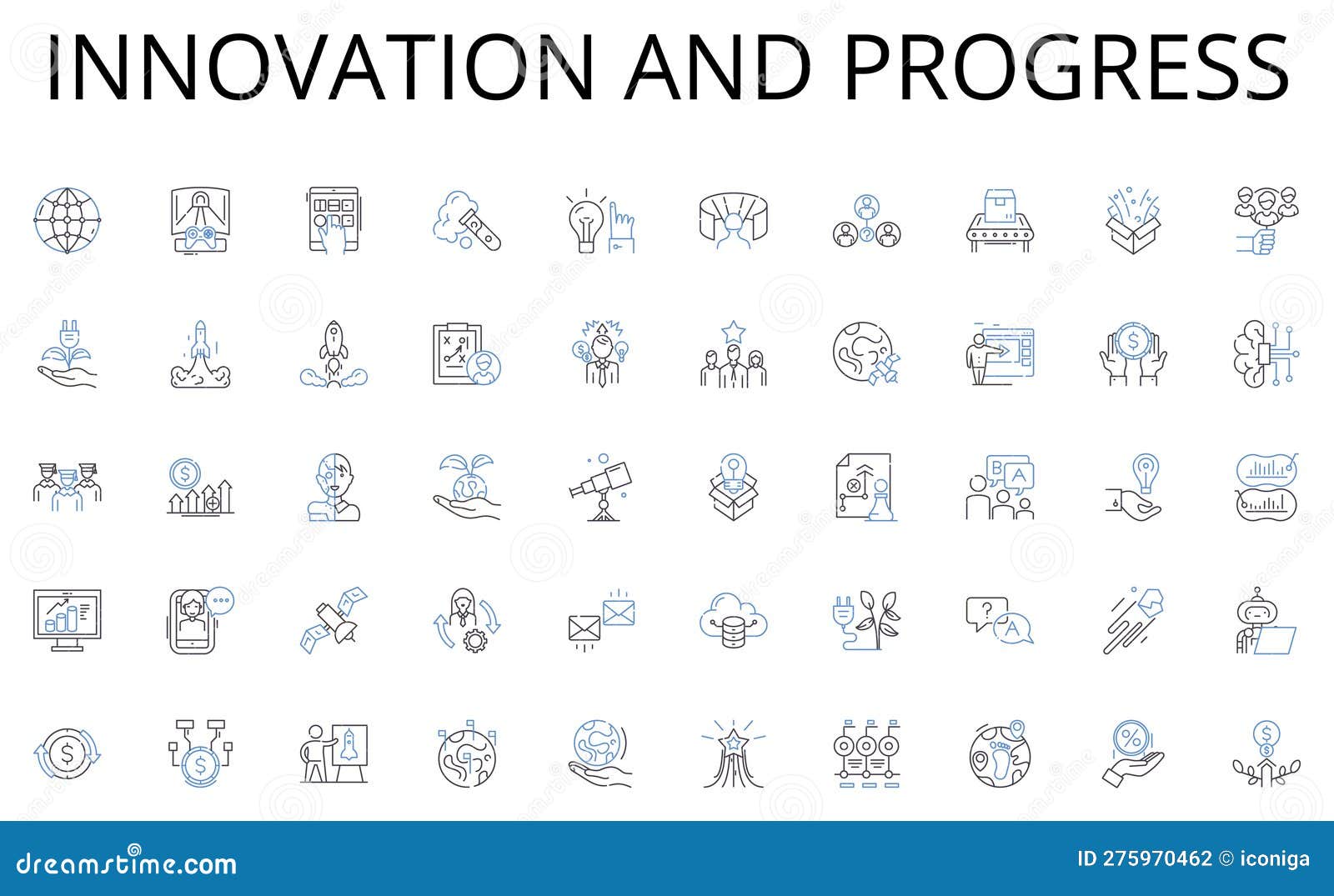 Innovation and Progress Line Icons Collection. Solution, Response ...