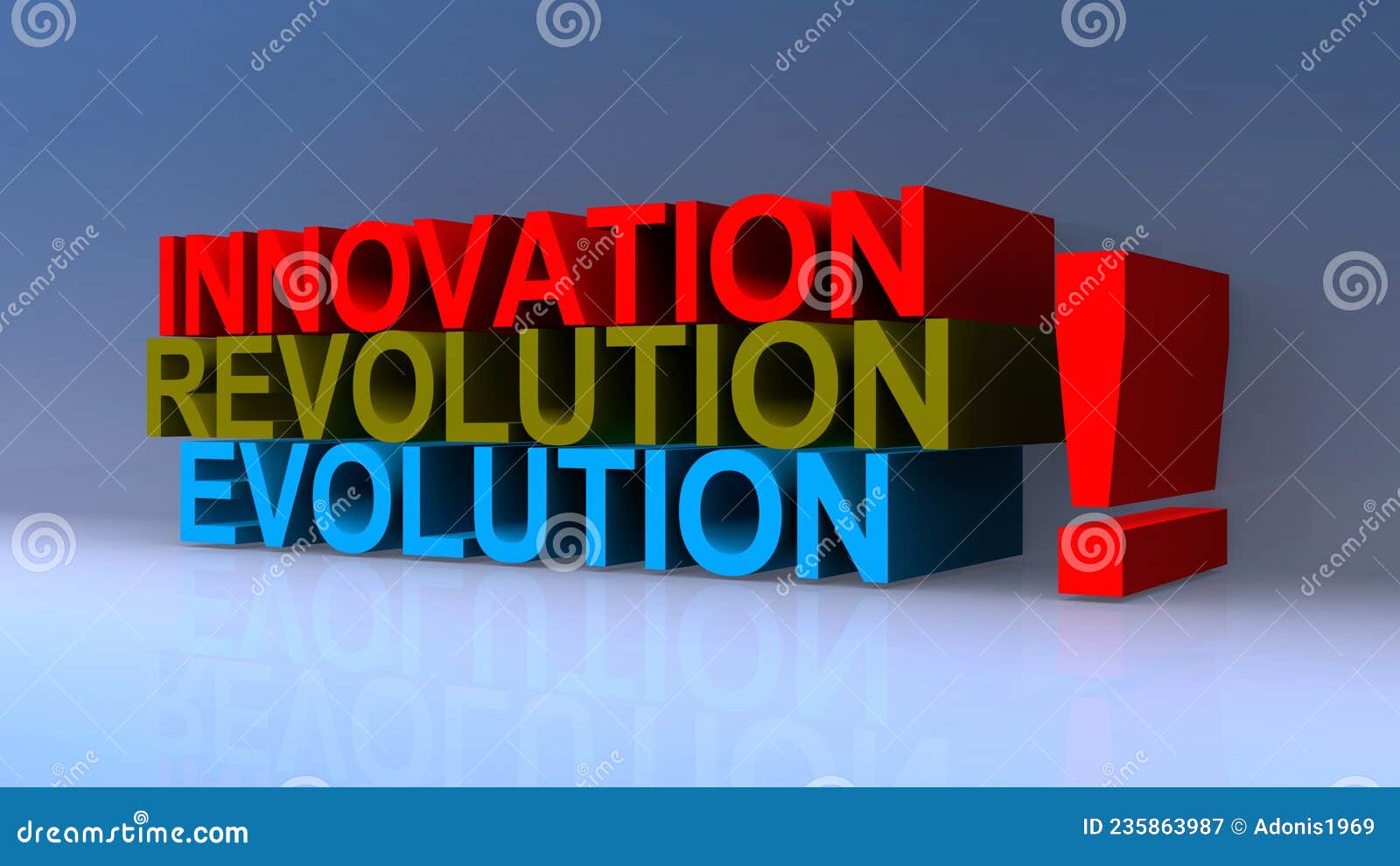 Innovation Revolution Evolution on Blue Stock Illustration ...