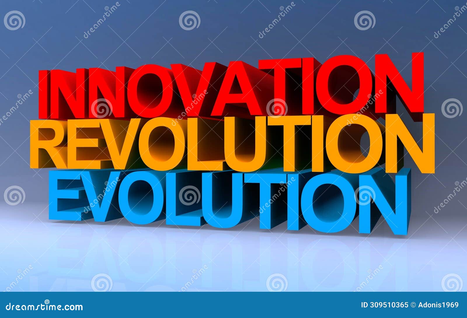 Innovation Revolution Evolution on Blue Stock Illustration ...
