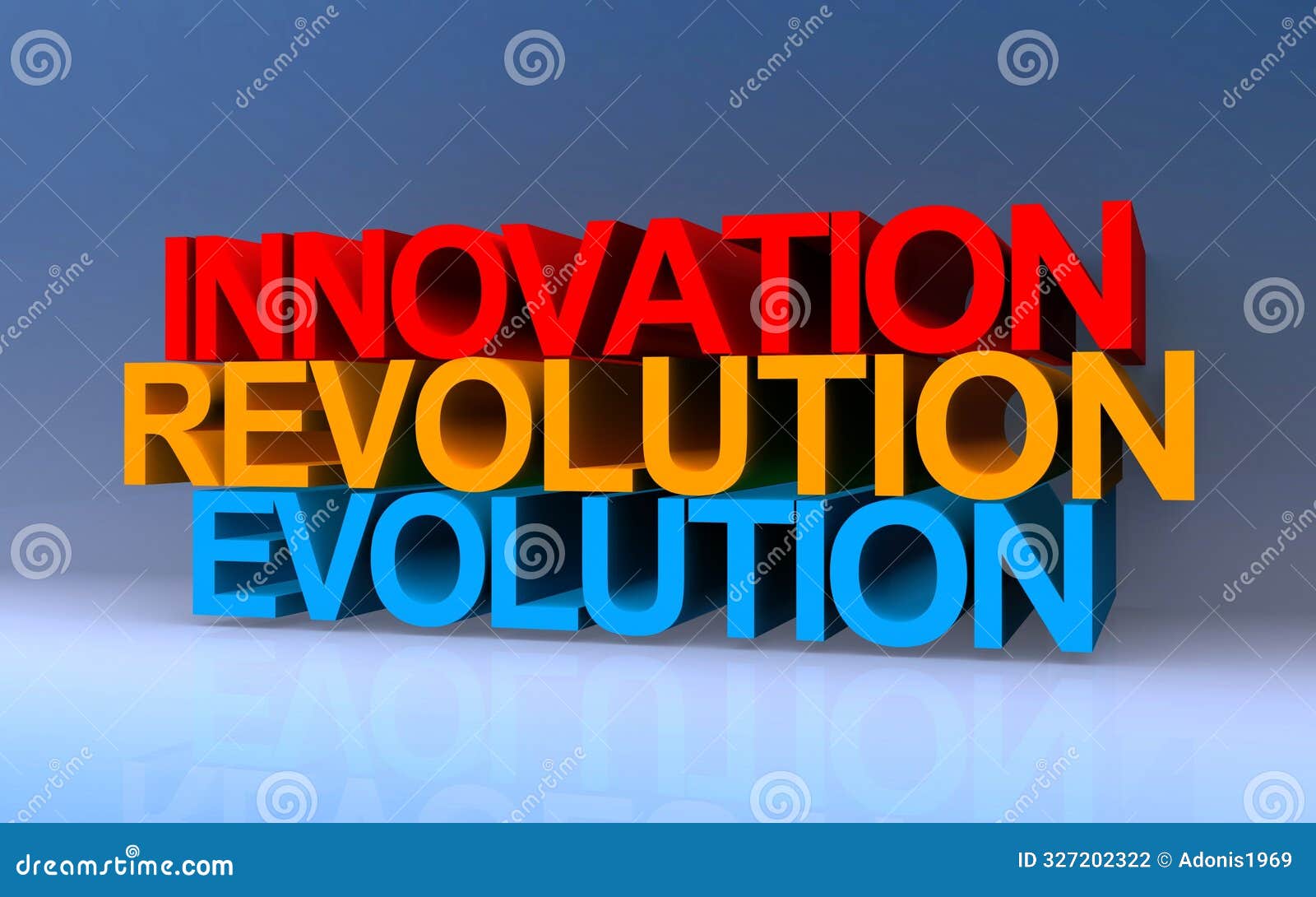 Innovation Revolution Evolution on Blue Stock Illustration ...