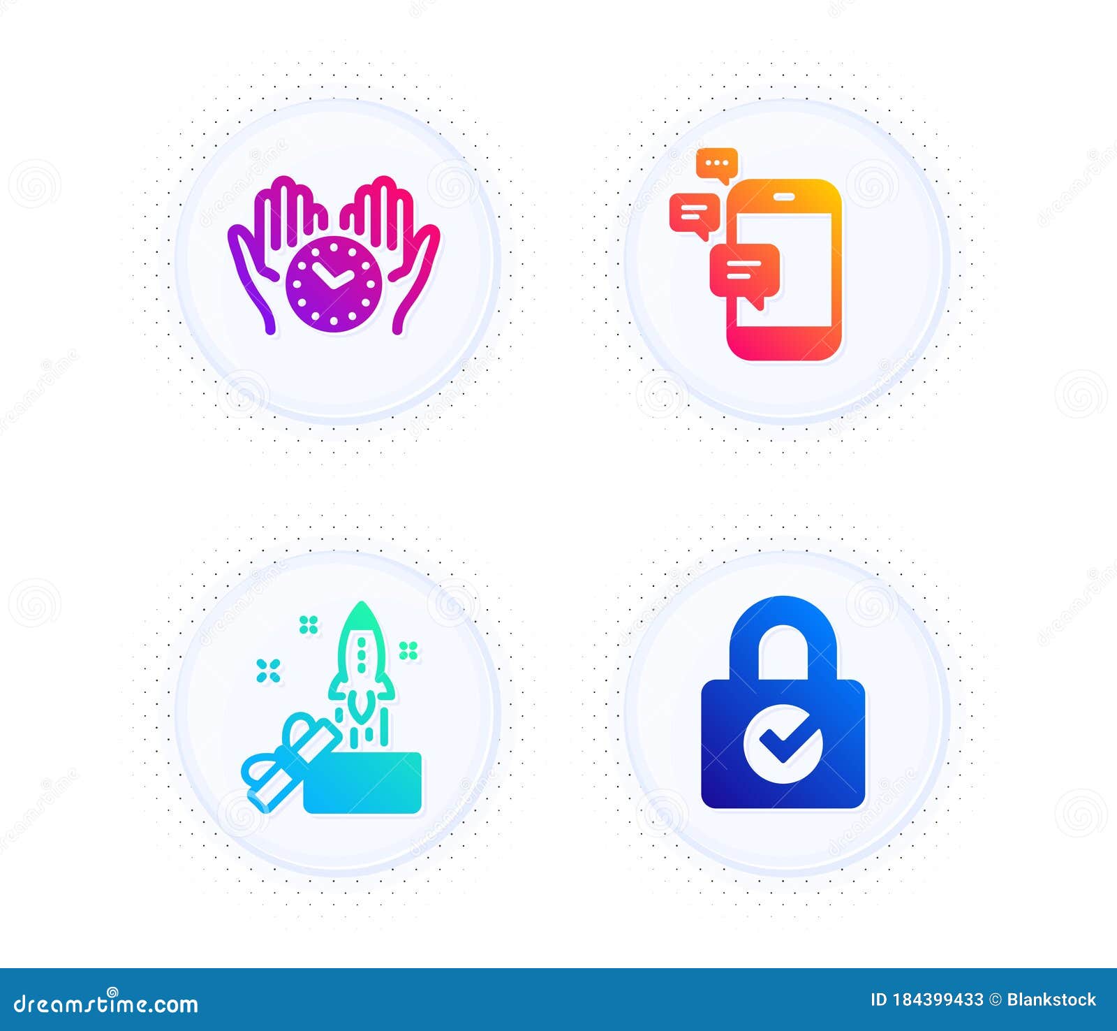 Innovation, Safe Time and Communication Icons Set. Password Encryption ...