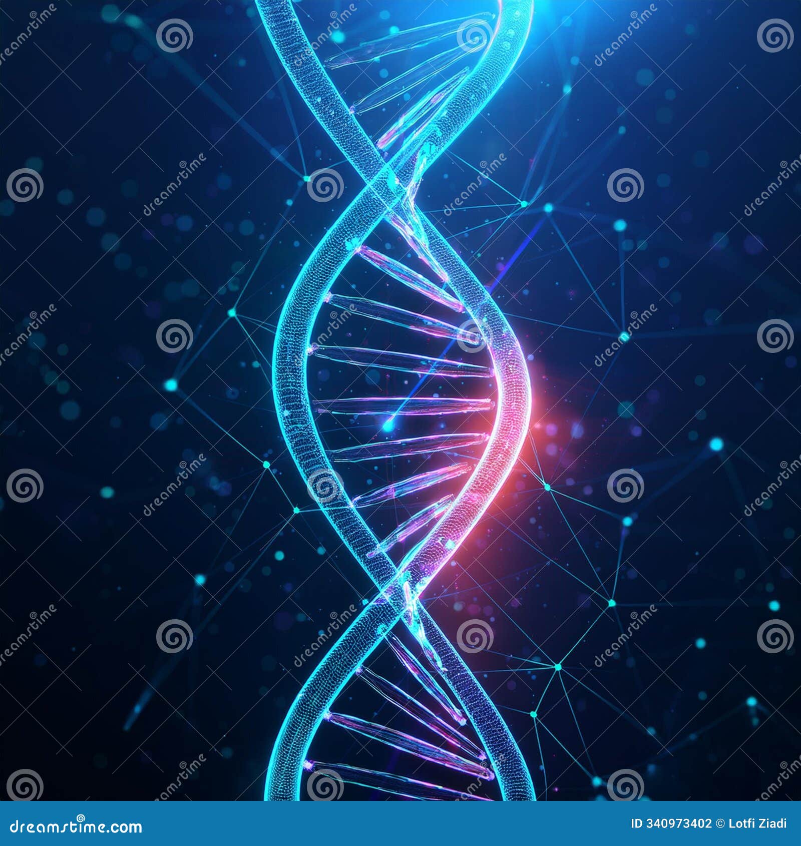Innovation, Science and Genetics Concept with Bright Digital DNA ...