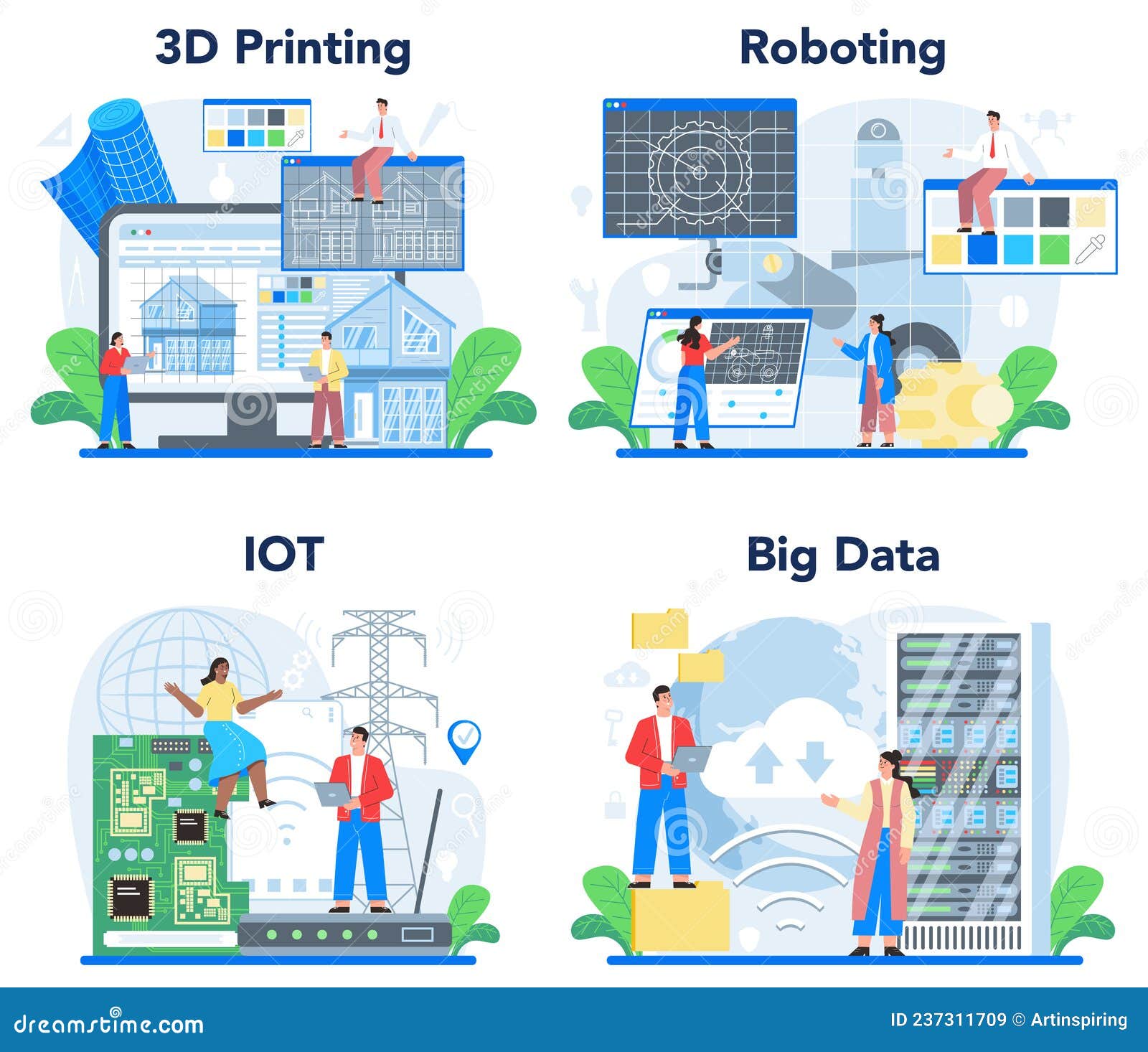 Innovation Sector Set. Idea of Modern it Industry and Computer ...
