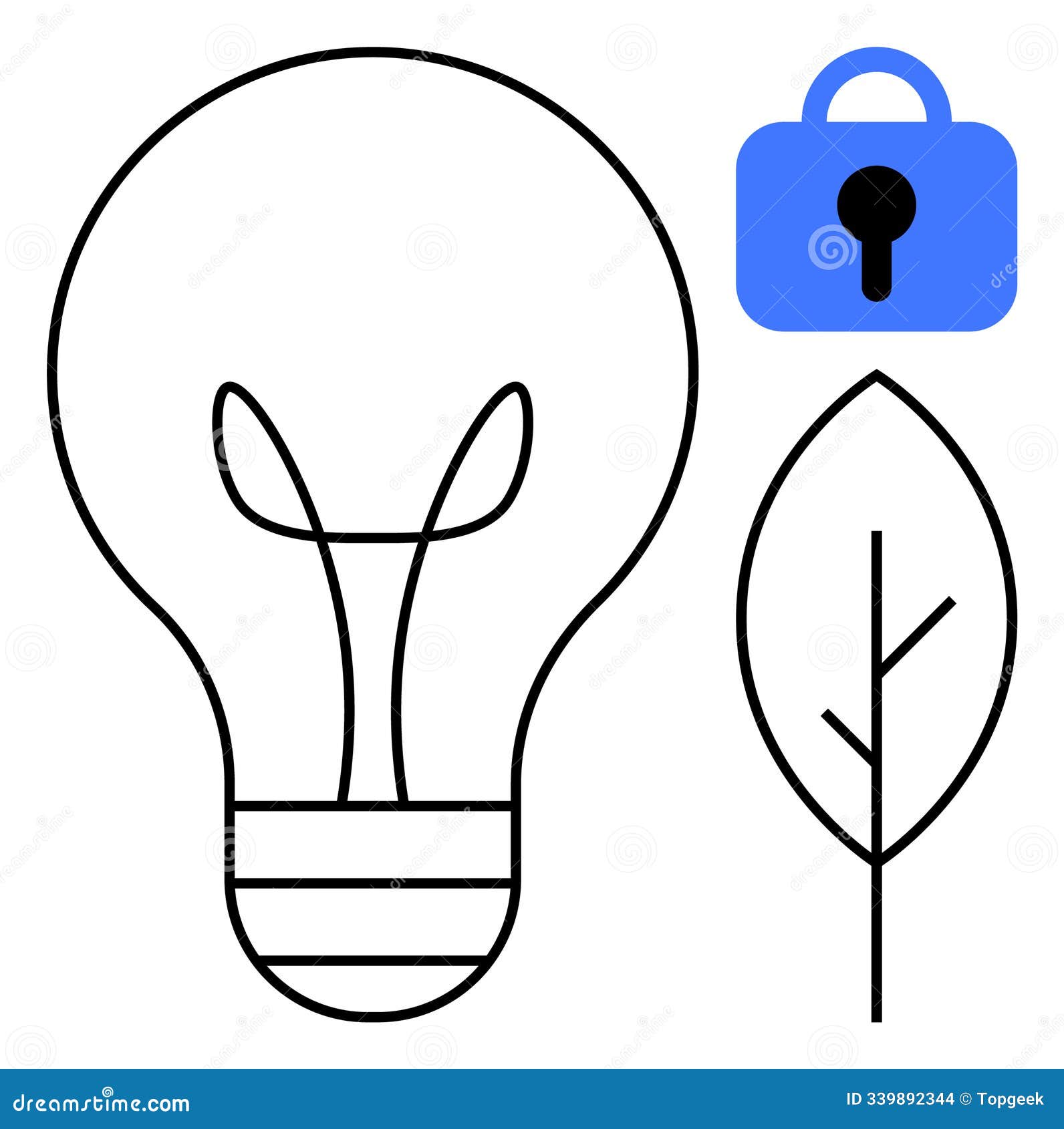 Innovation Security and Sustainability Symbolized by a Light Bulb Lock ...