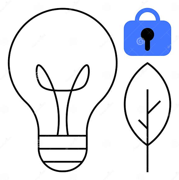 Innovation Security and Sustainability Symbolized by a Light Bulb Lock ...