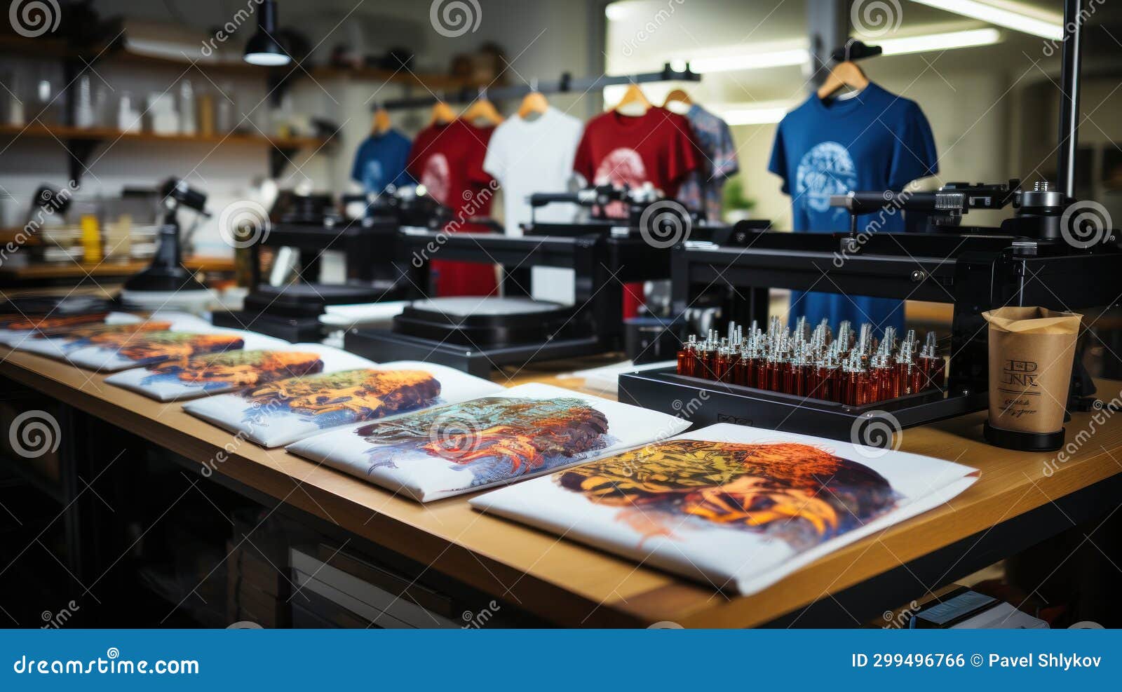 Innovation Shirt and Textile Printer Machine. Printshop Interior Stock ...