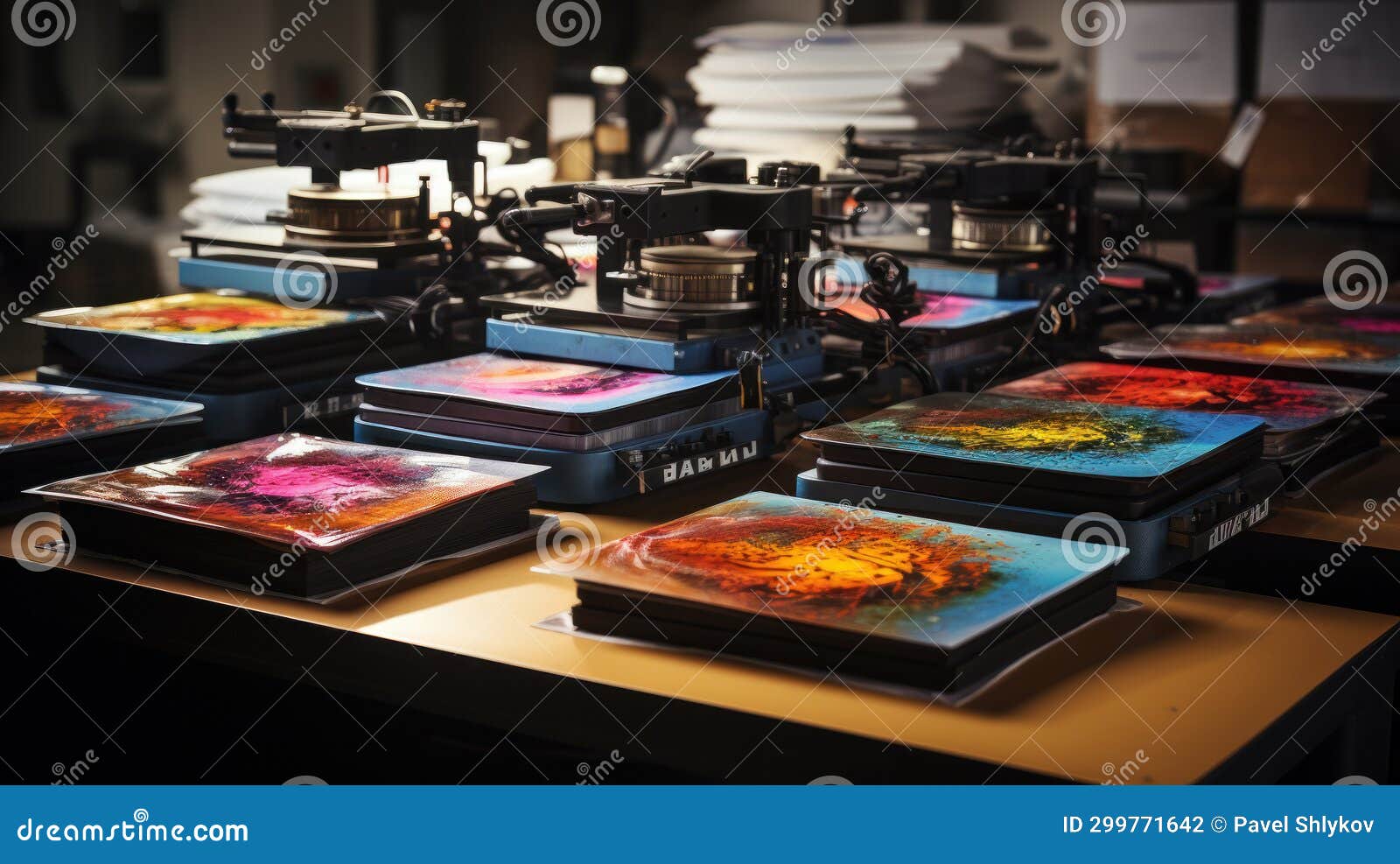 Innovation Shirt and Textile Printer Machine. Printshop Interior. Stock ...