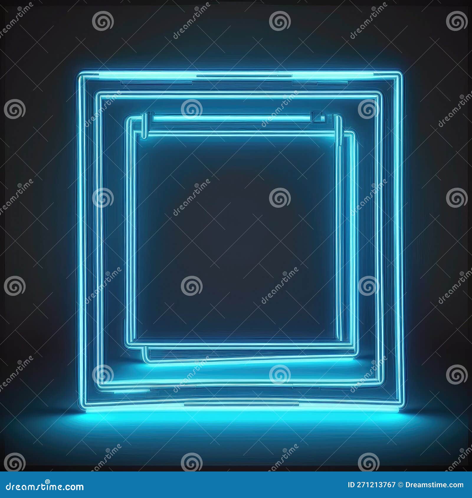 Innovation of Square Border Frame with Blue Neon Light Effects. Stock ...