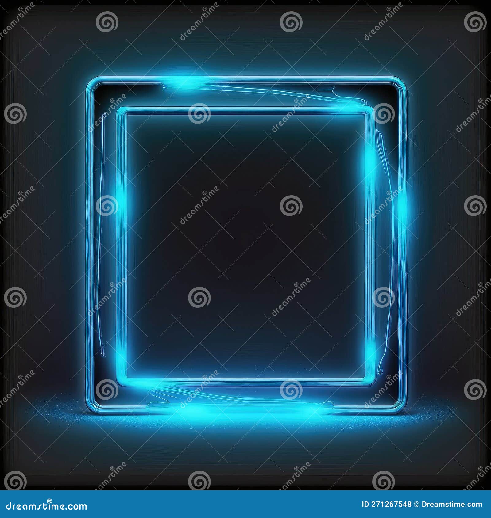 Innovation of Square Border Frame with Blue Neon Light Effects. Stock ...