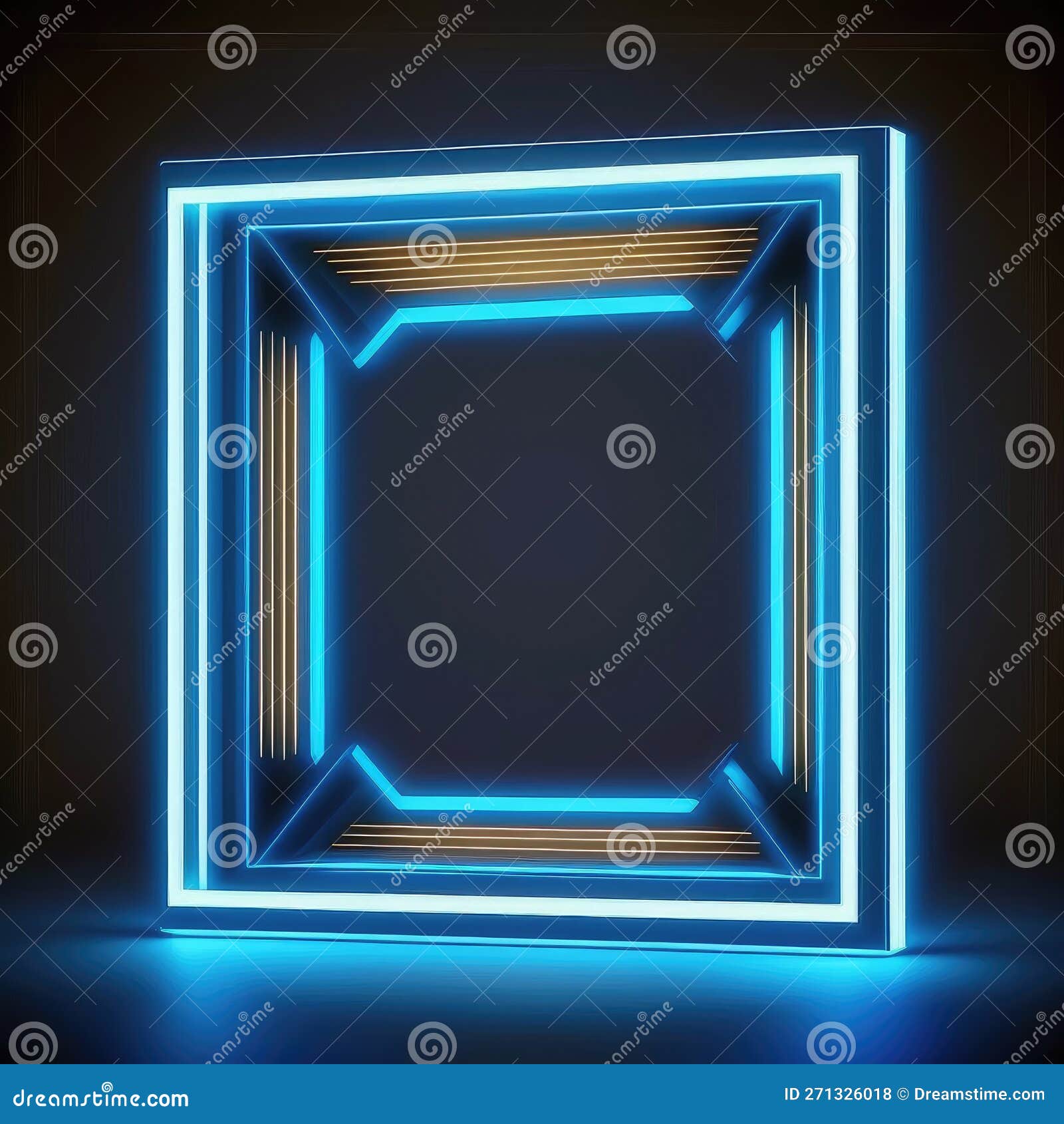 Innovation of Square Border Frame with Blue Neon Light Effects. Stock ...
