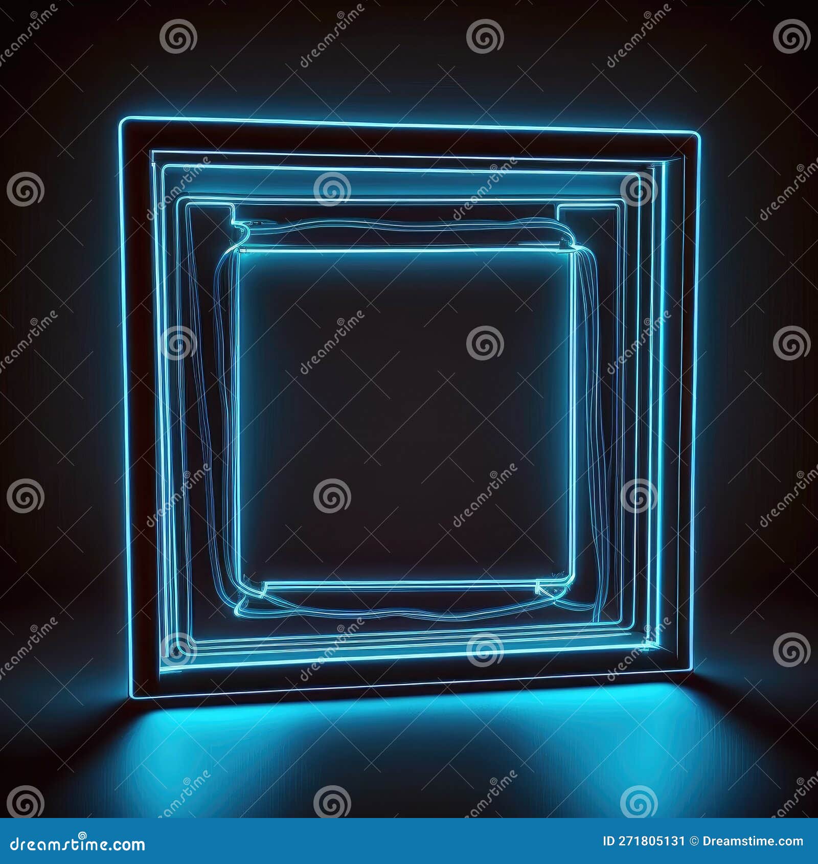 Innovation of Square Border Frame with Blue Neon Light Effects. Stock ...
