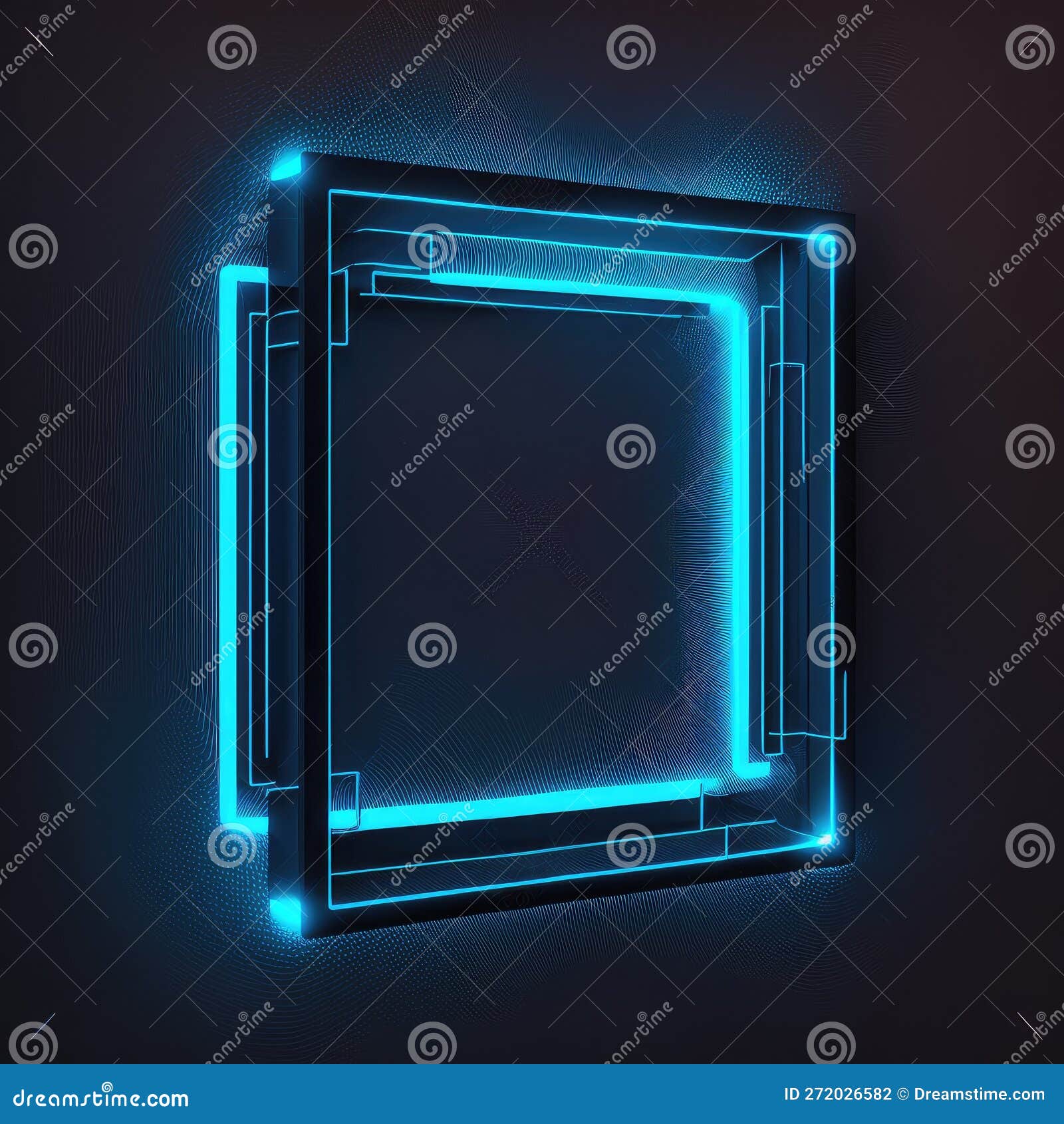 Innovation of Square Border Frame with Blue Neon Light Effects. Stock ...