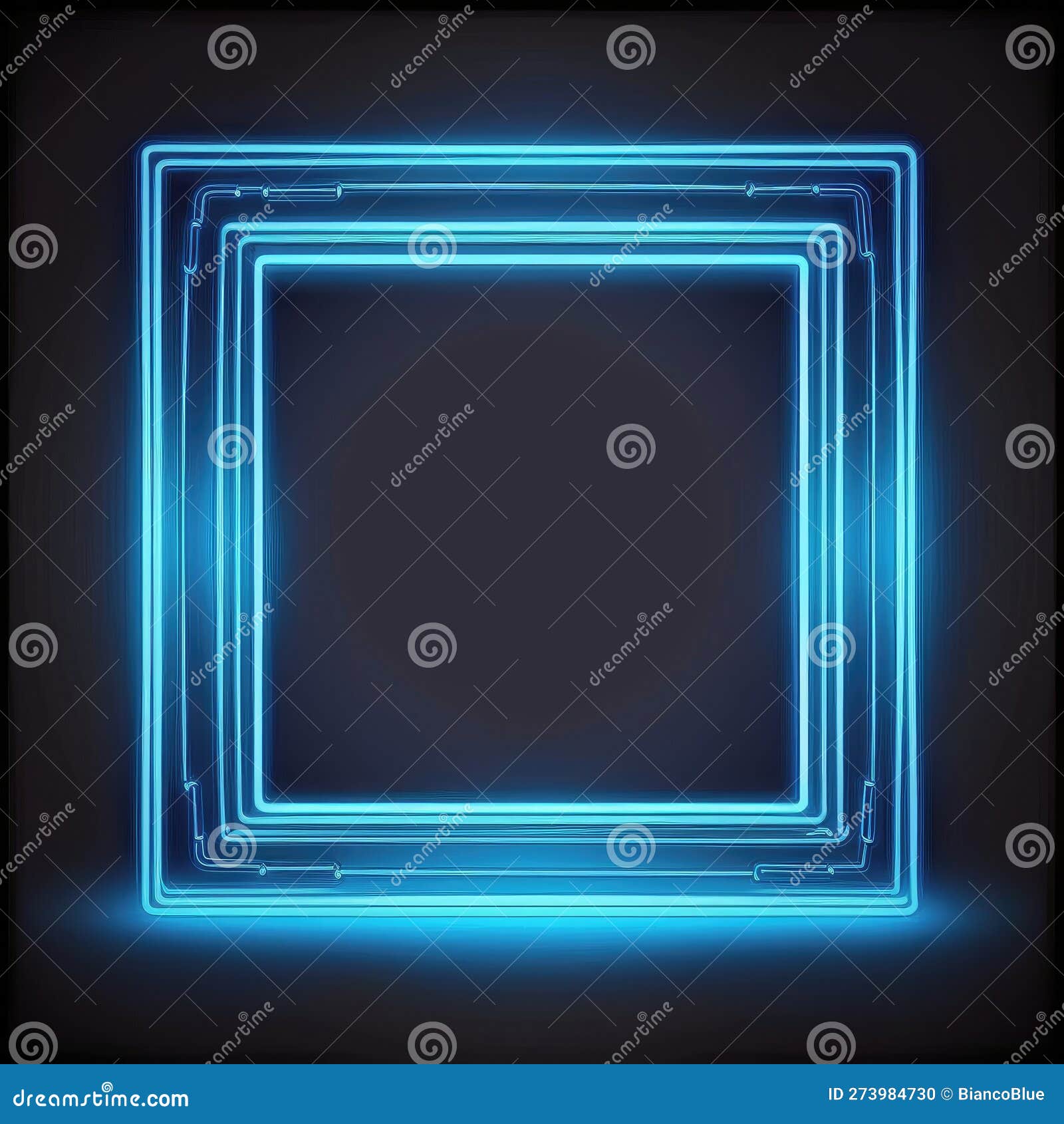 Innovation of Square Border Frame with Blue Neon Light Effects. Stock ...