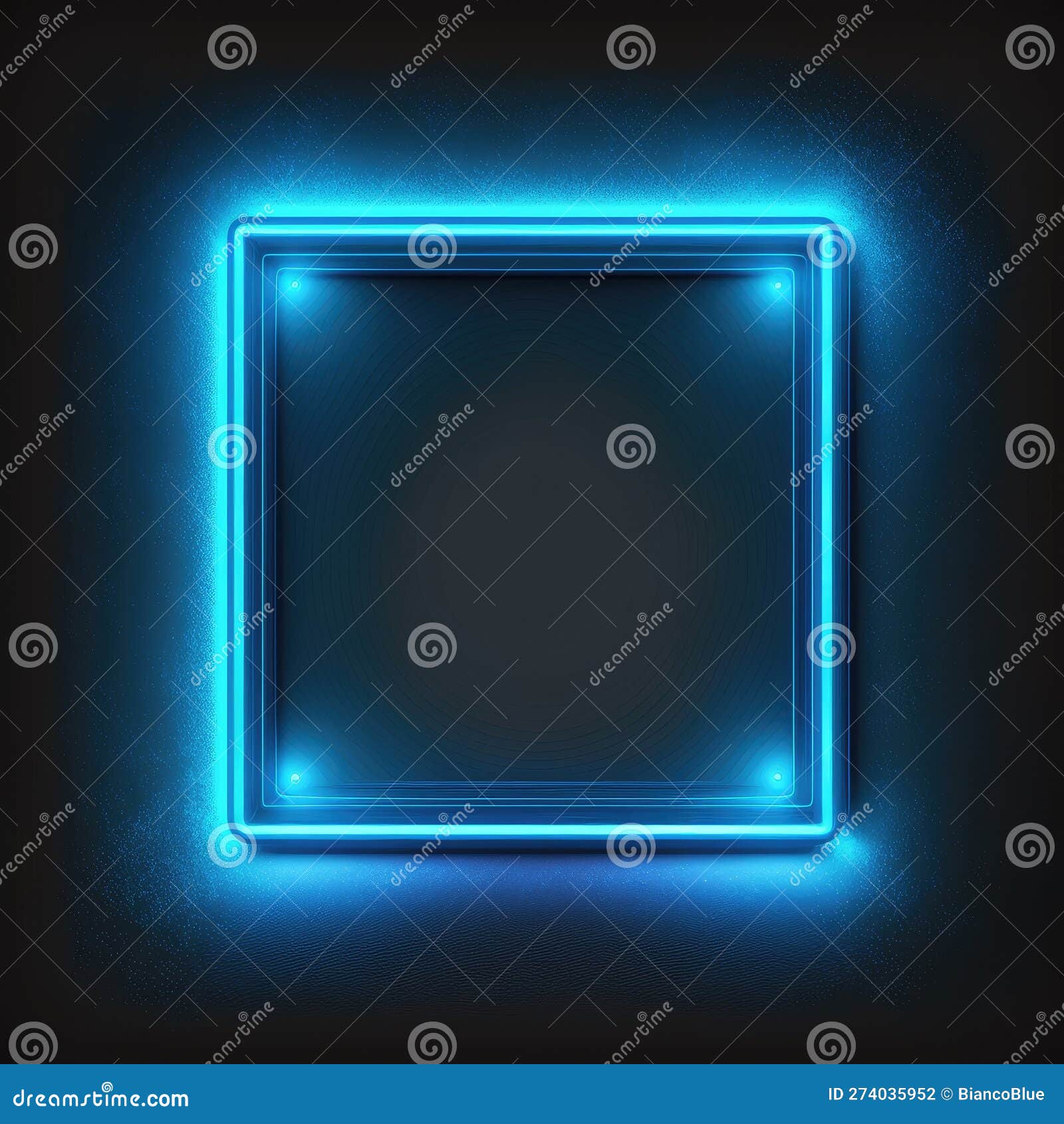 Innovation of Square Border Frame with Blue Neon Light Effects. Stock ...