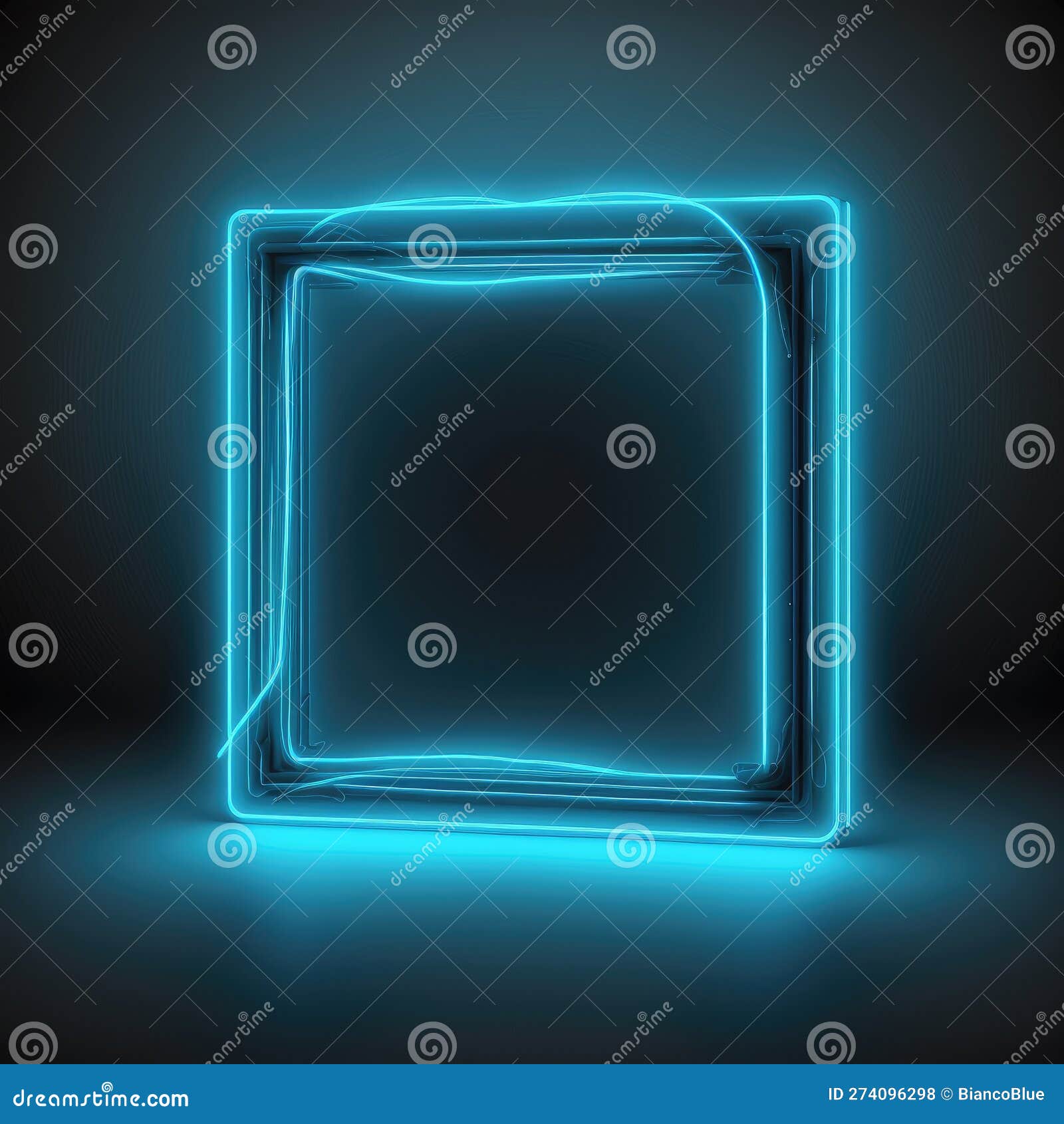 Innovation of Square Border Frame with Blue Neon Light Effects. Stock ...