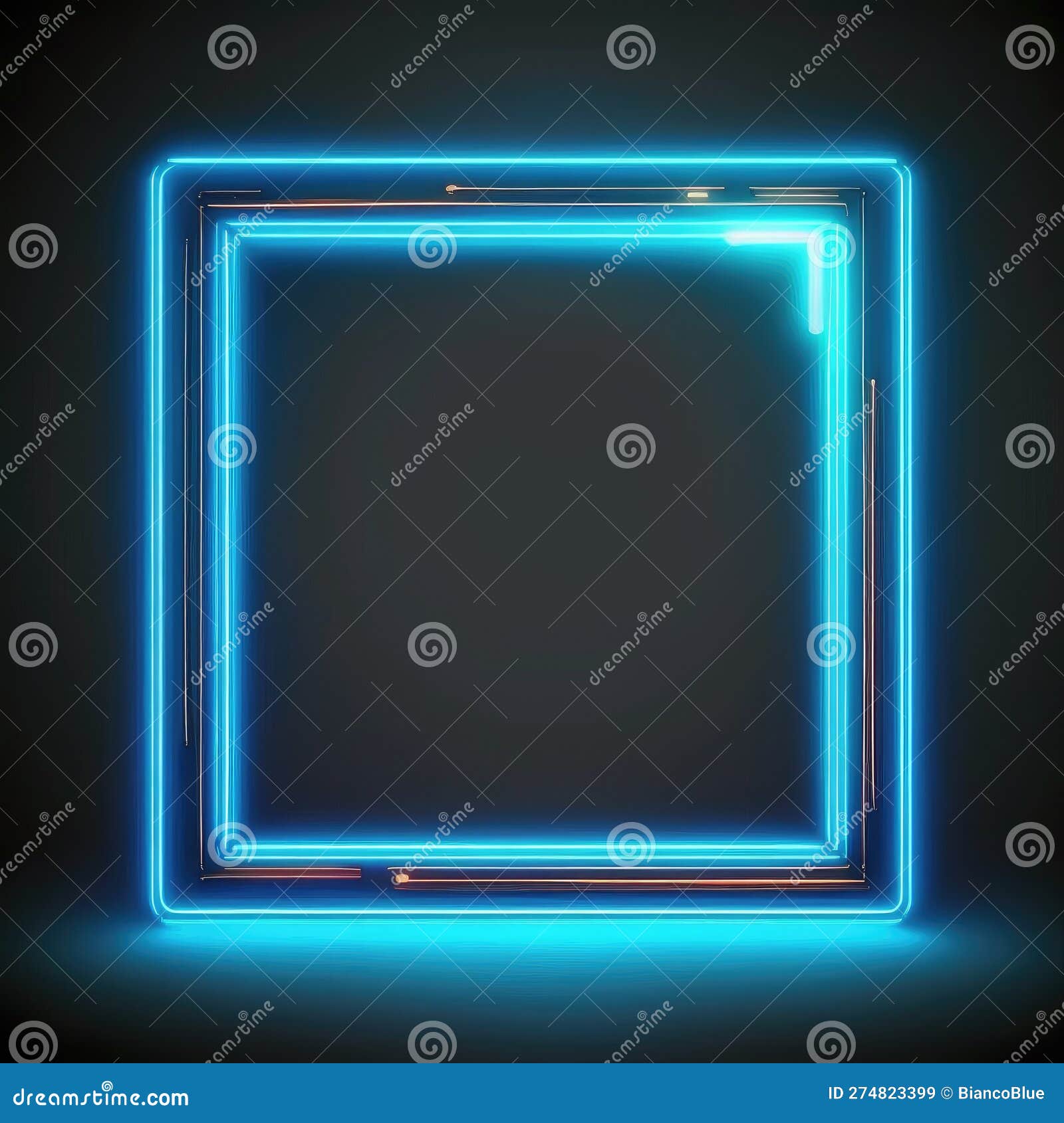 Innovation of Square Border Frame with Blue Neon Light Effects. Stock ...
