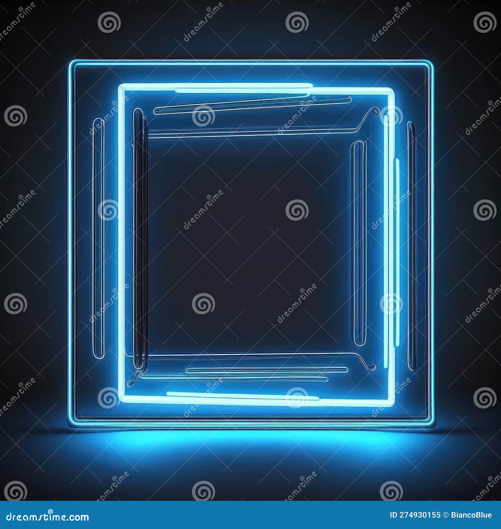 Innovation of Square Border Frame with Blue Neon Light Effects. Stock ...