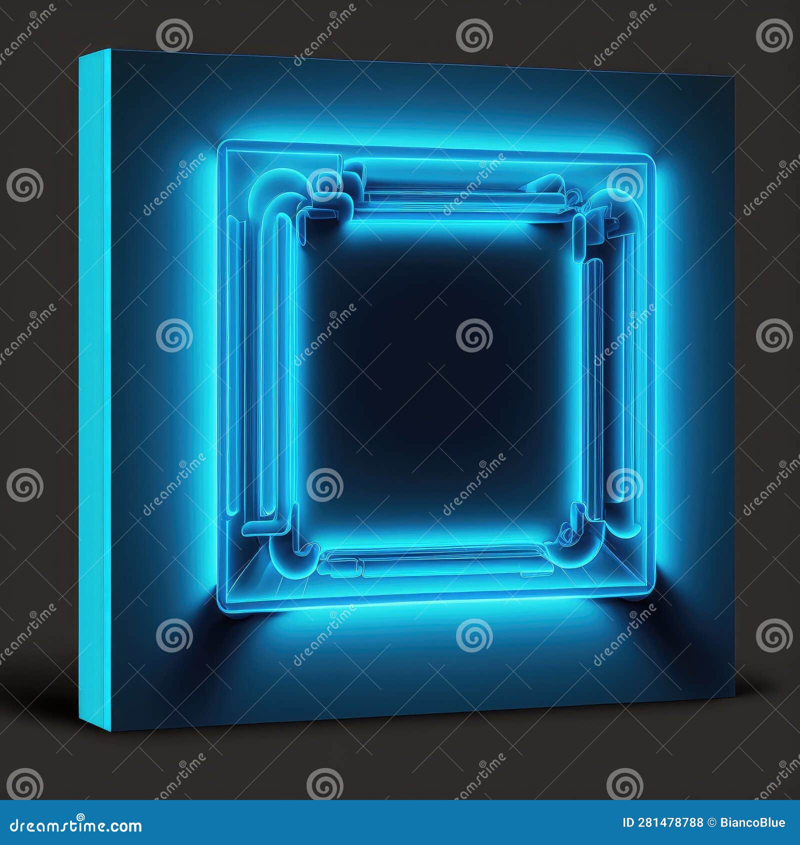 Innovation of Square Border Frame with Blue Neon Light Effects. Stock ...