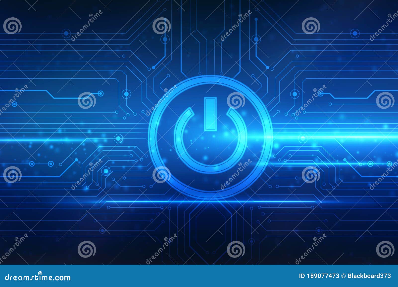 Innovation Switch, Abstract Circuit Board Background with Power Button ...