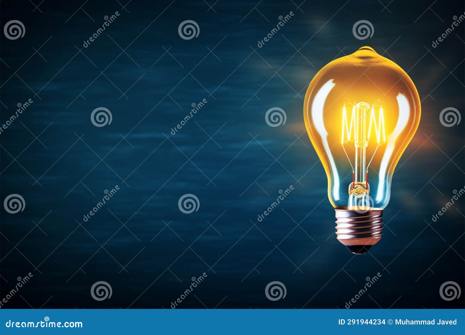 Innovation Symbolized by a Glowing Light Bulb on a Blue Backdrop Stock ...