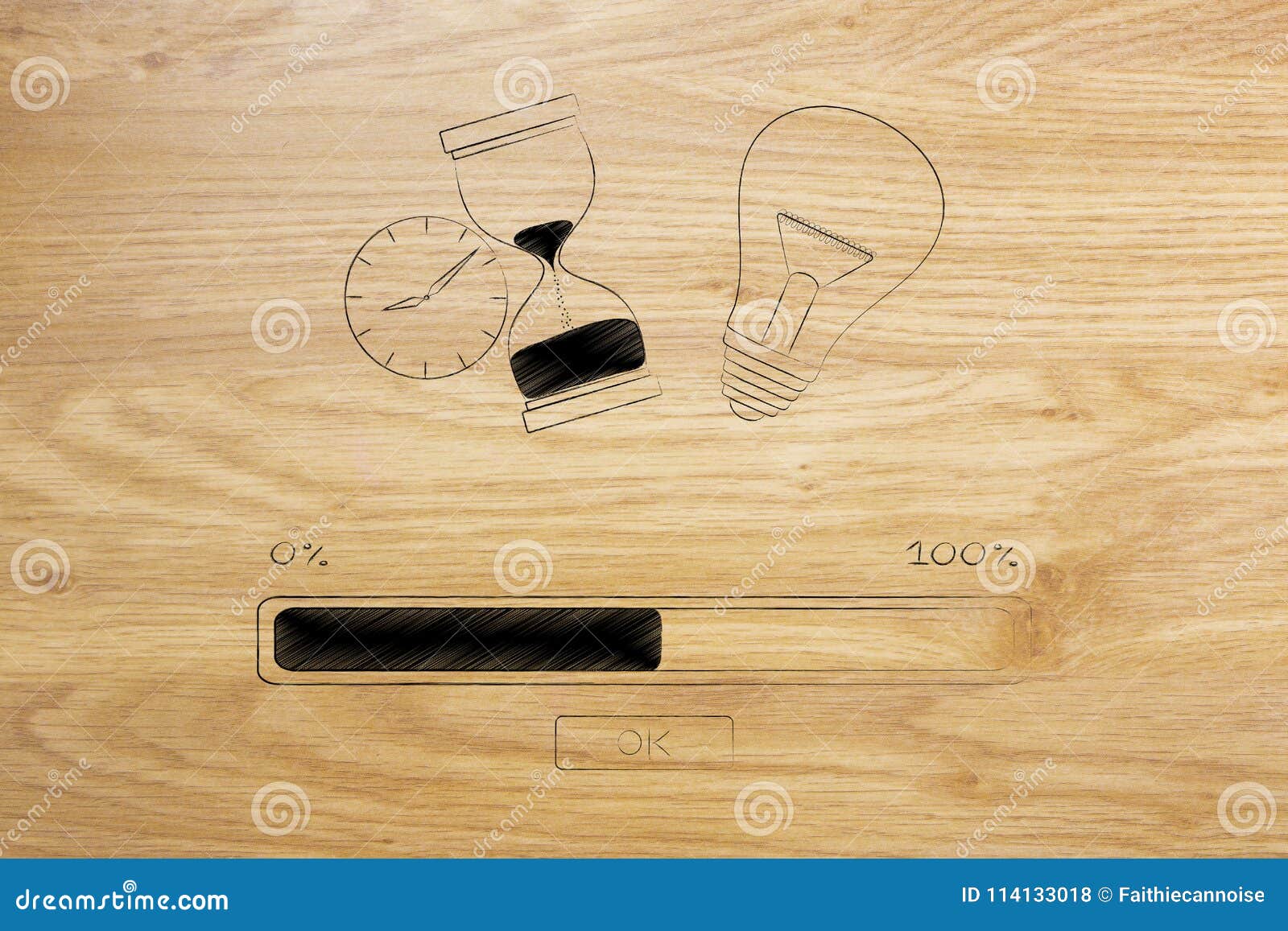 Hourglass and Lightbulb with Progress Bar Loading Below Them Stock ...
