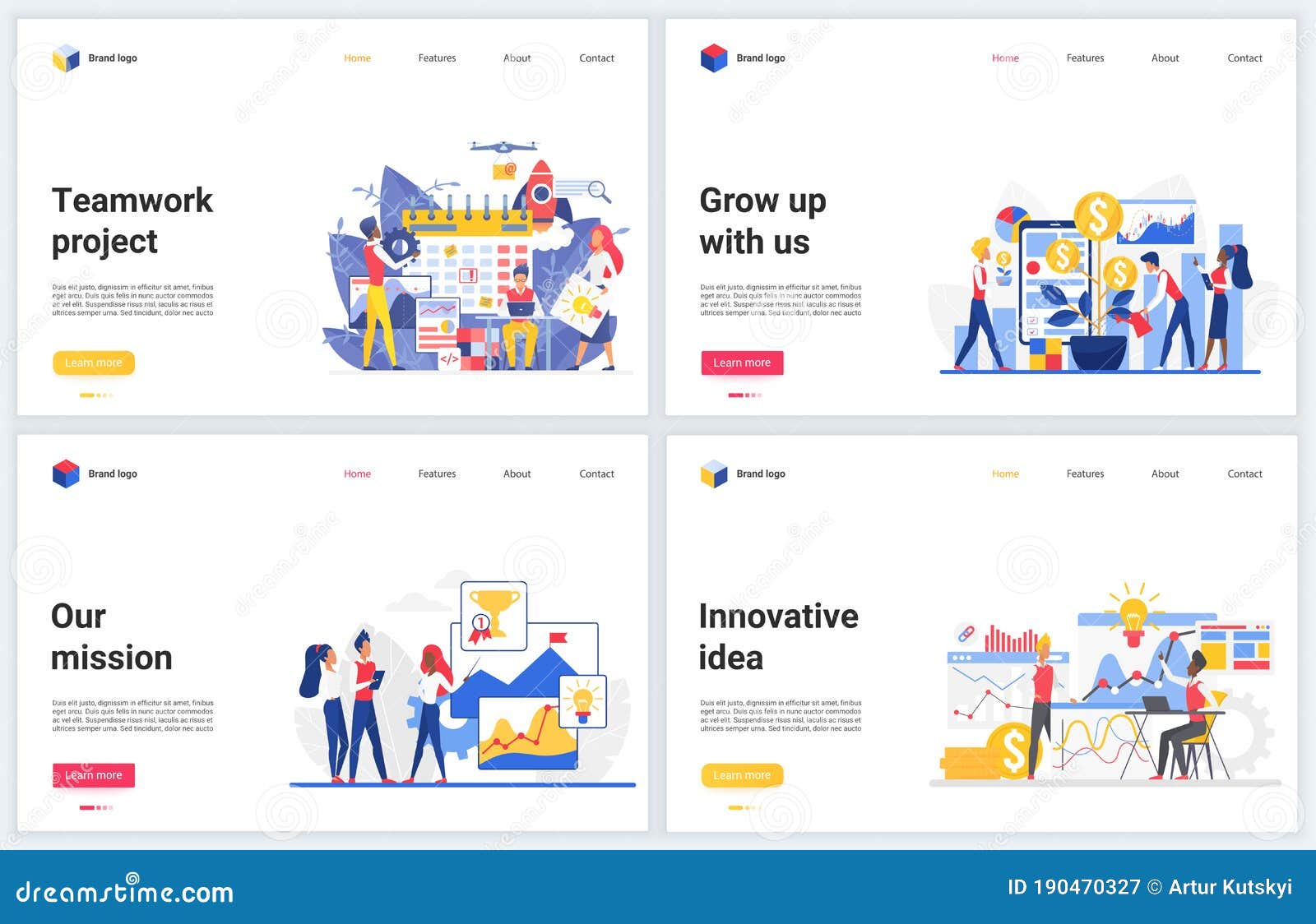 Innovation Teamwork on Business Project Vector Illustrations with ...