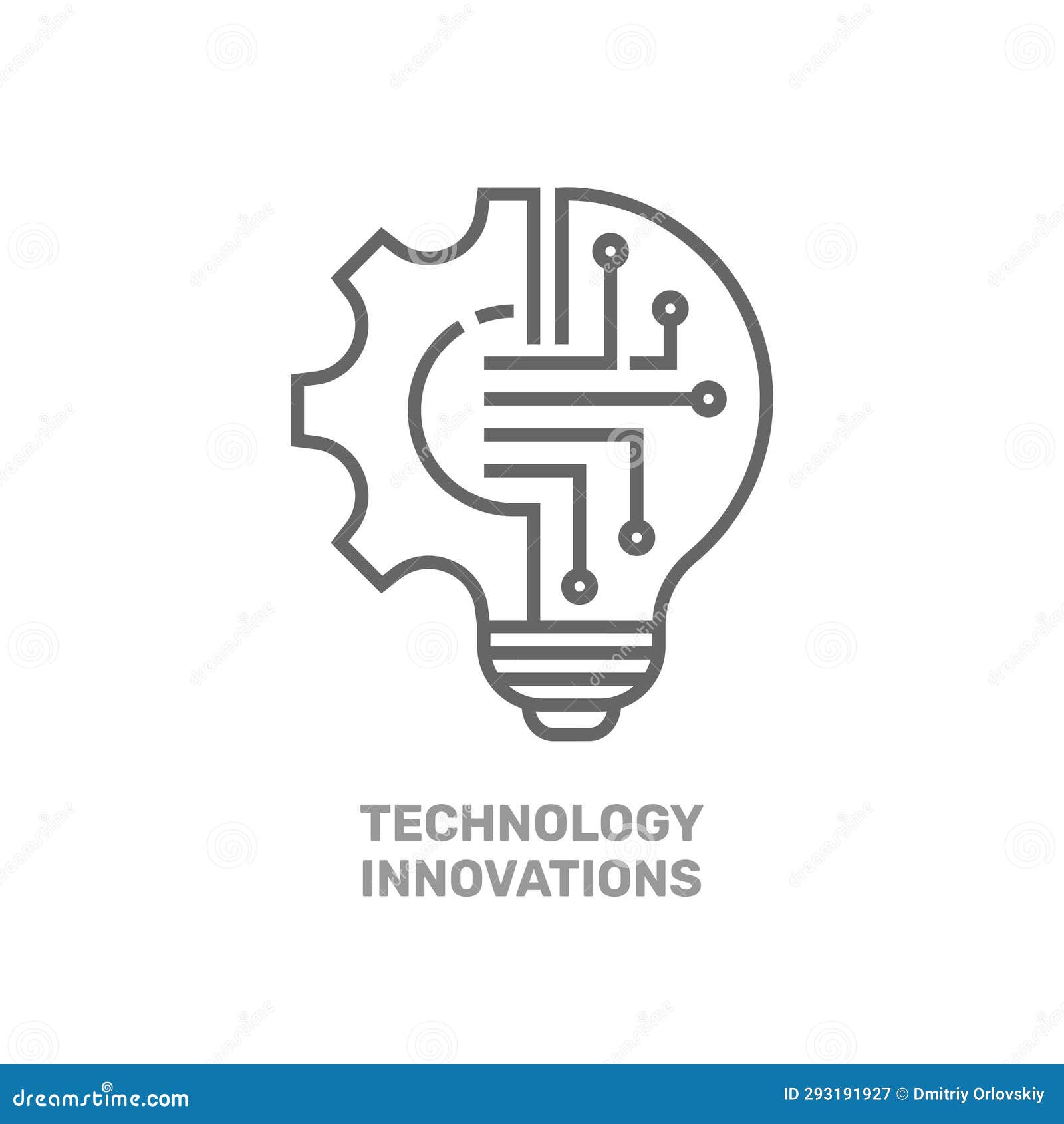 Innovation Technologies Icon with Lightbulb and Gear Sign. Creative ...