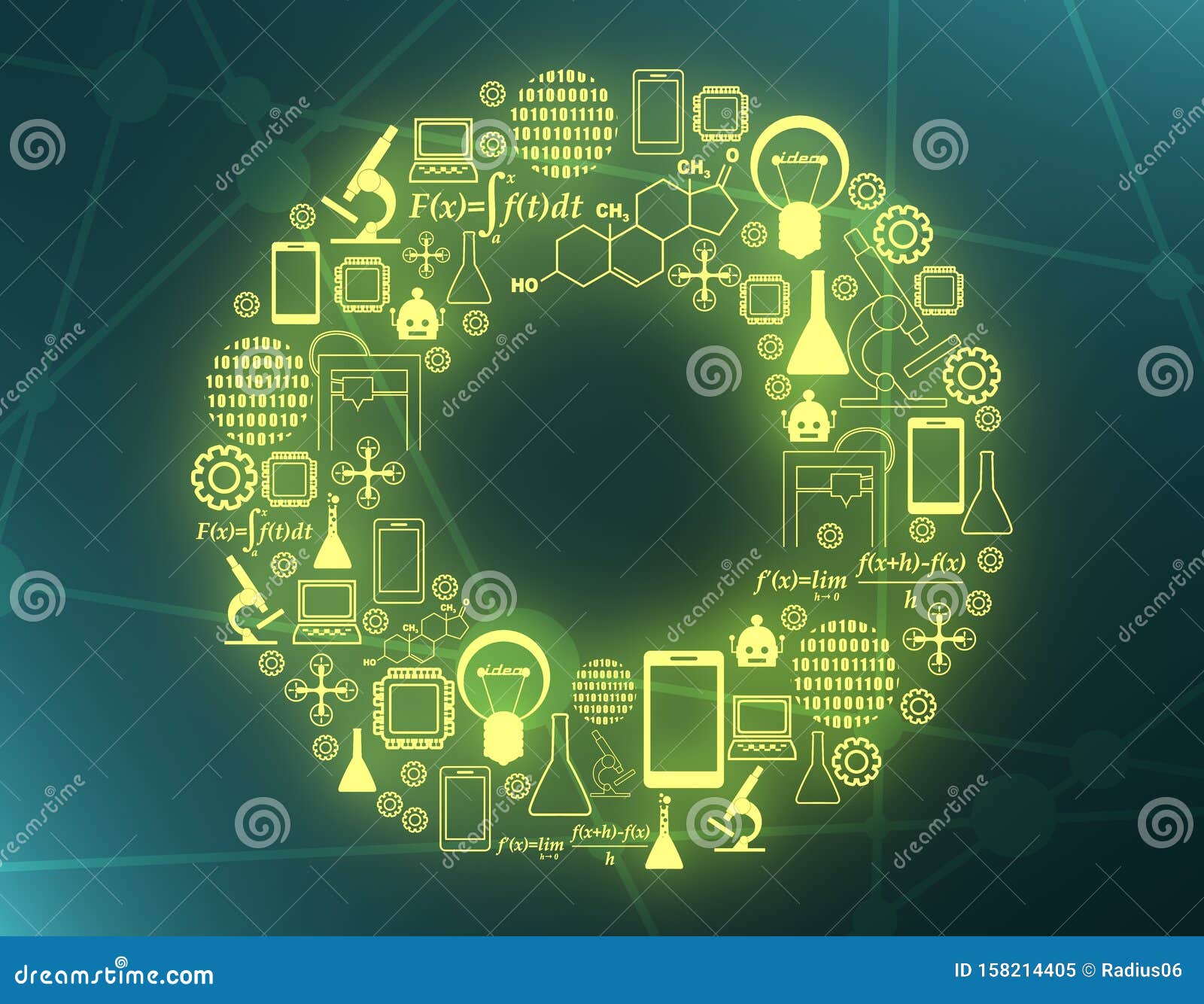 New technologies collage. stock illustration. Illustration of neon ...