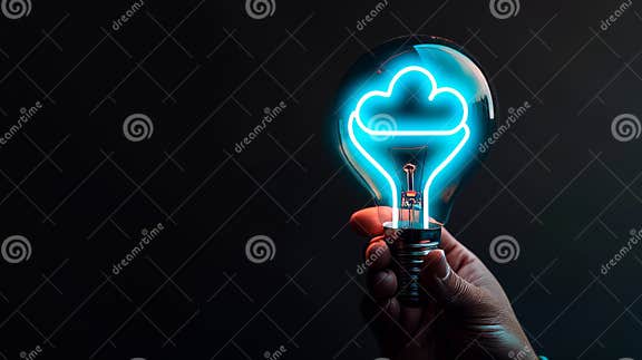 Innovation and Technology Hand Holding Lightbulb with Cloud Icon ...