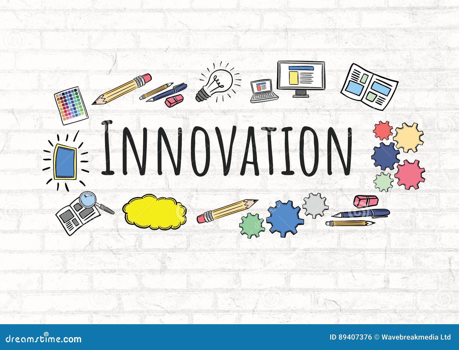 Innovation Text with Drawings Graphics Stock Illustration ...