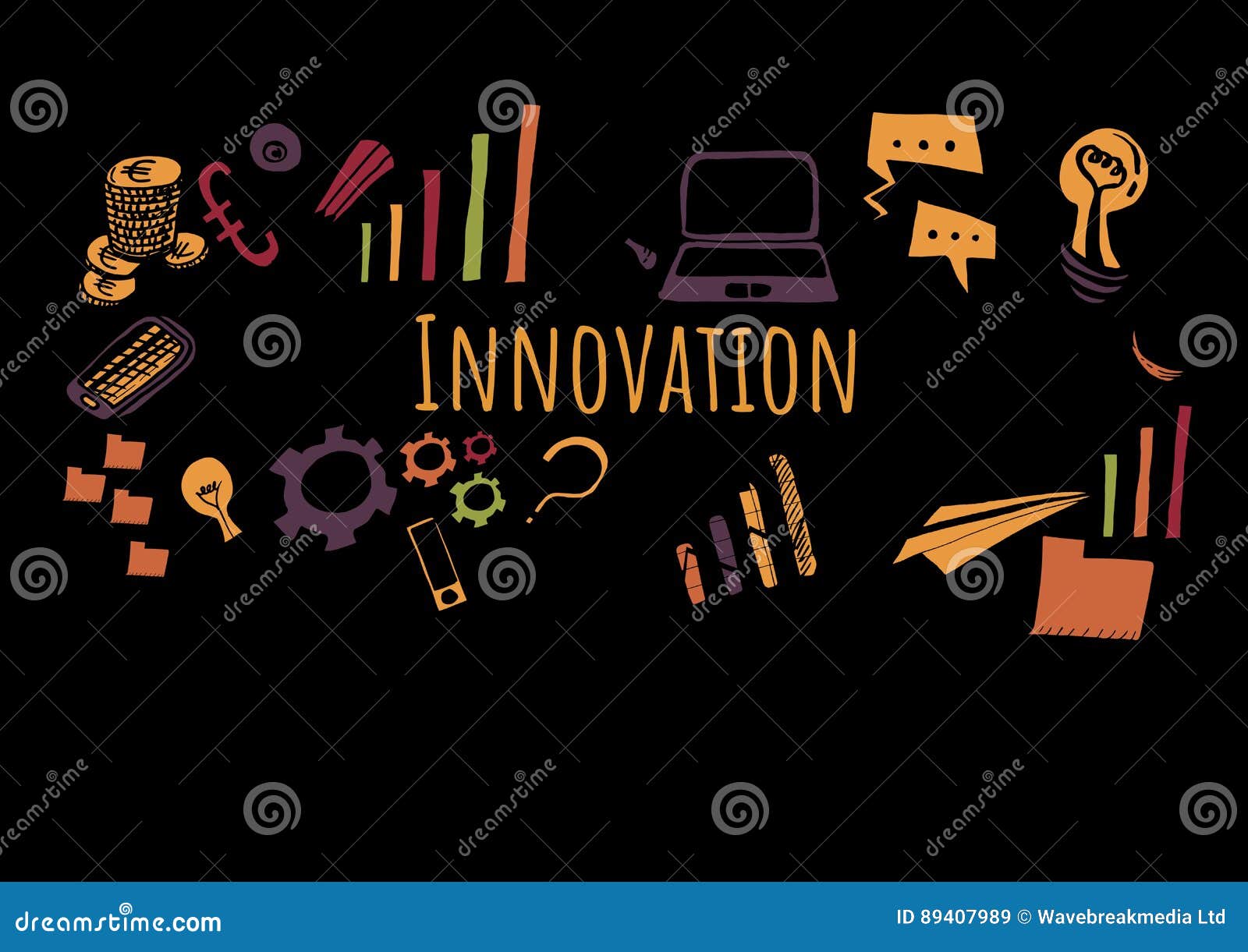 Innovation Text with Drawings Graphics Stock Illustration ...