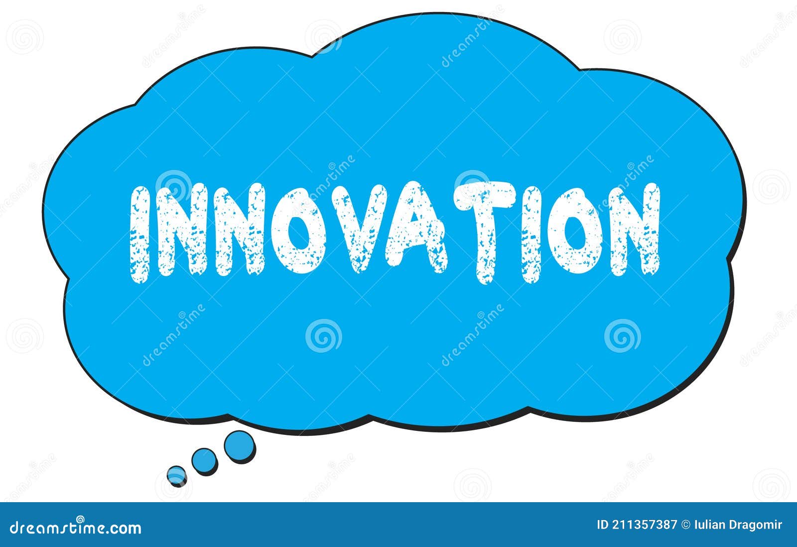 INNOVATION Text Written on a Blue Thought Bubble Stock Illustration ...