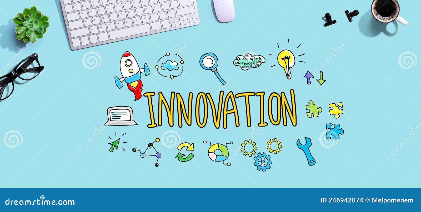 Innovation Theme with a Computer Keyboard Stock Illustration ...