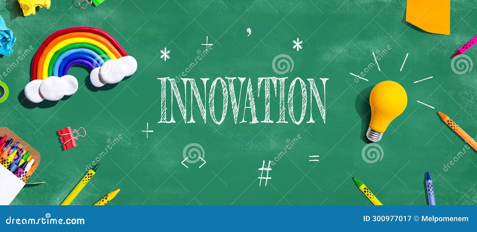 Innovation Theme with School Supplies - Flat Lay Stock Image - Image of ...