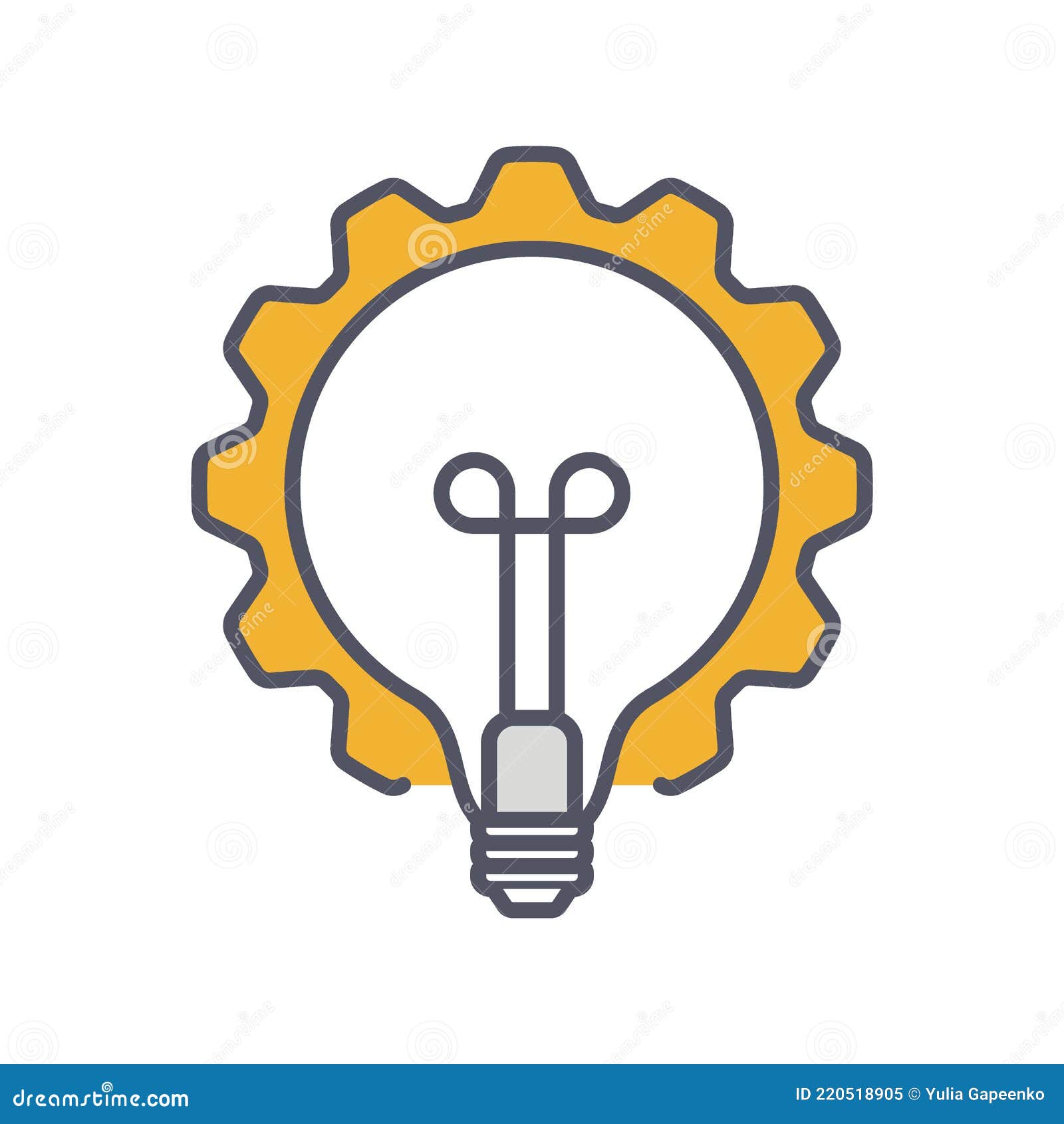Innovation Thin Line Symbol, Cogwheel and Lamp Bulb Icon. Innovation ...