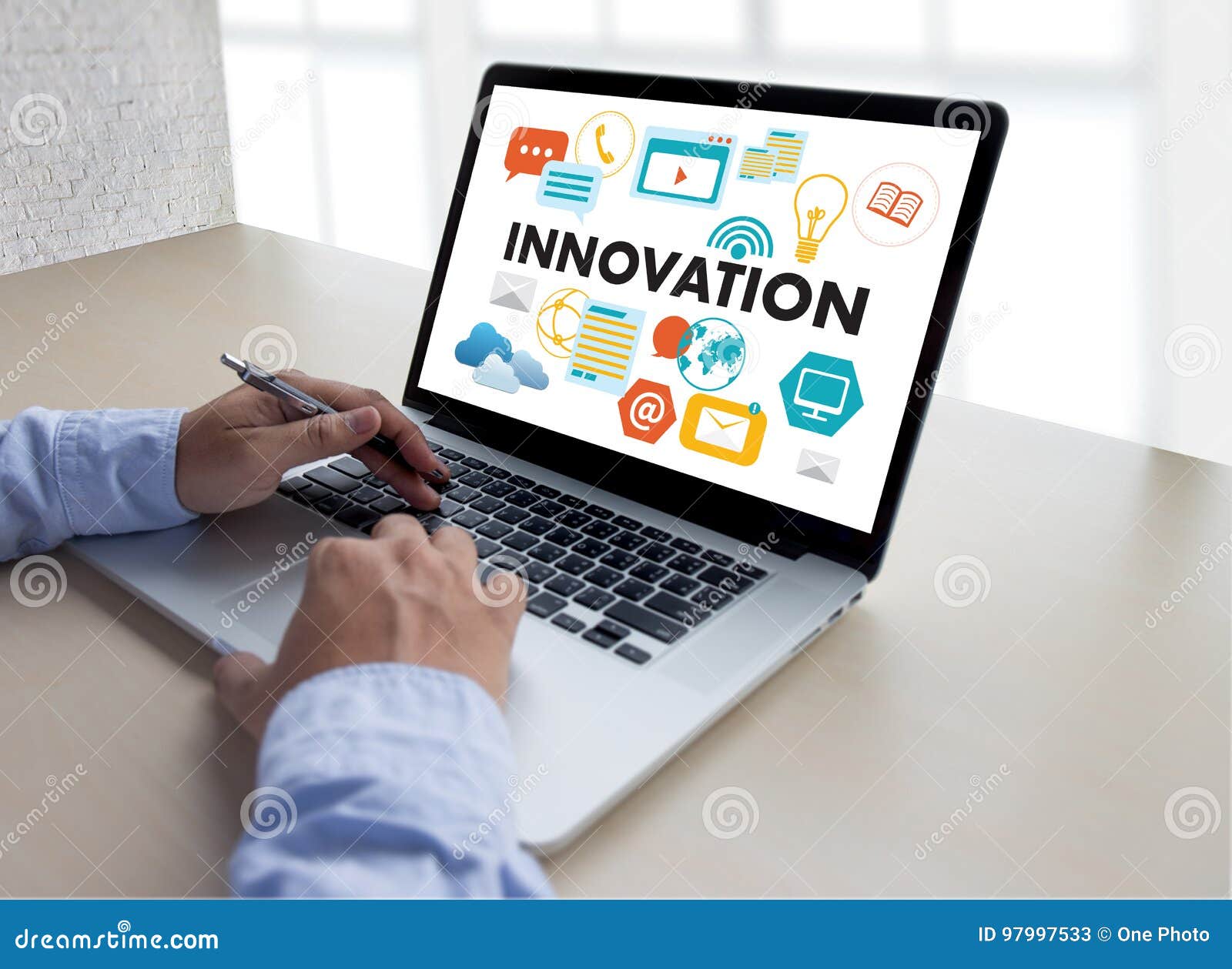 INNOVATION Think Creative Ideas Invent Knowledge Creative Process Stock ...