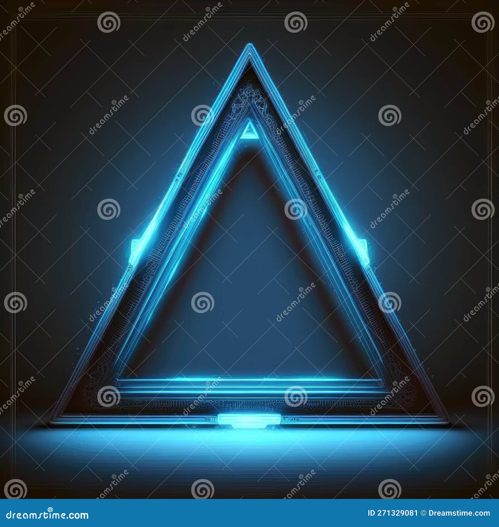 Innovation of Triangle Border Frame with Blue Neon Light Effects. Stock ...