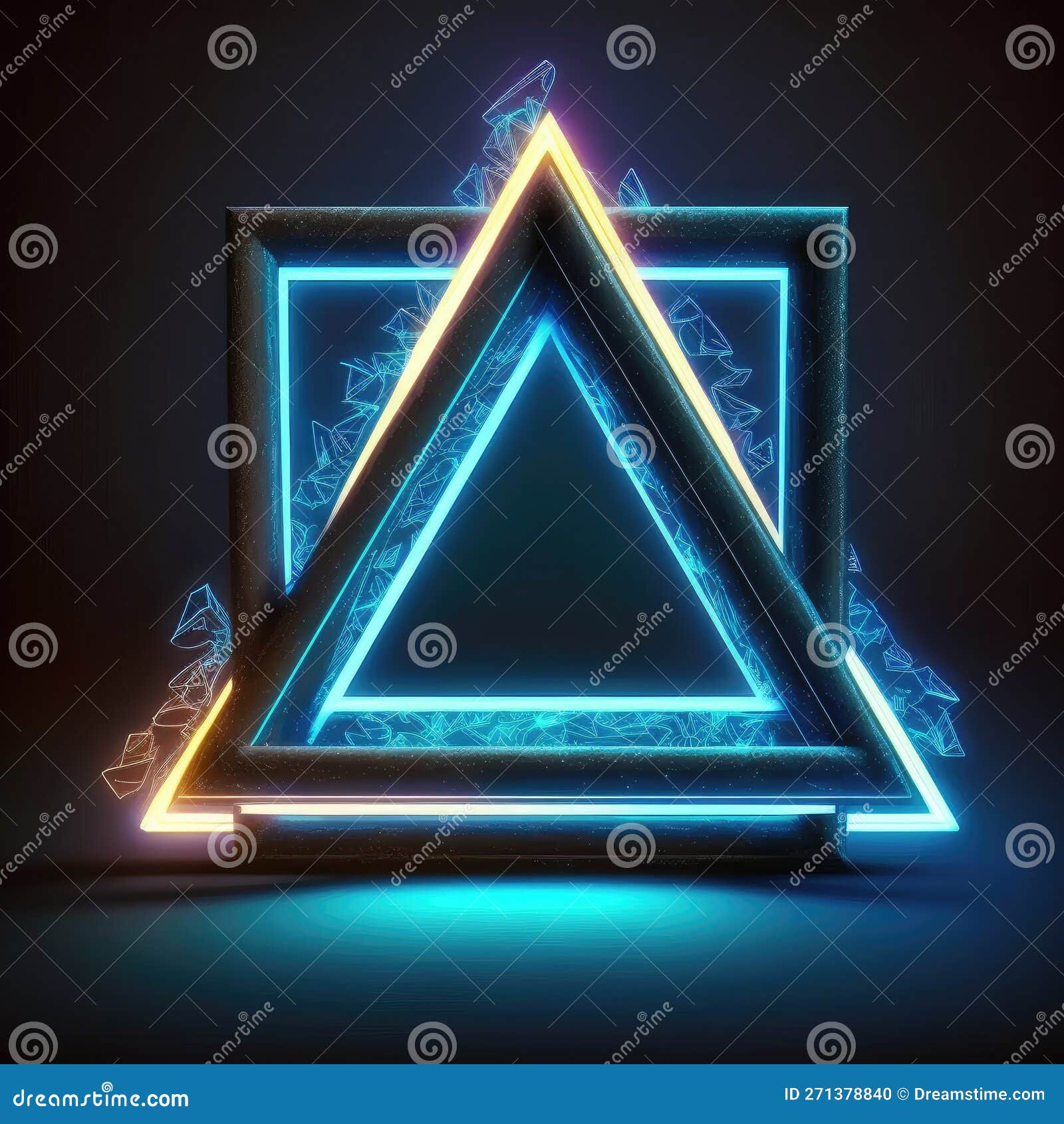 Innovation of Triangle Border Frame with Blue Neon Light Effects. Stock ...