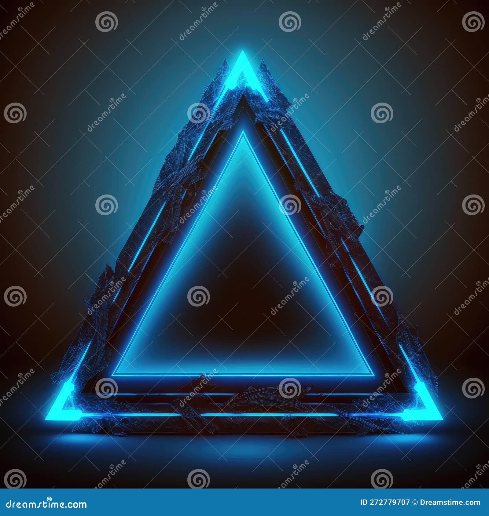 Innovation of Triangle Border Frame with Blue Neon Light Effects. Stock ...