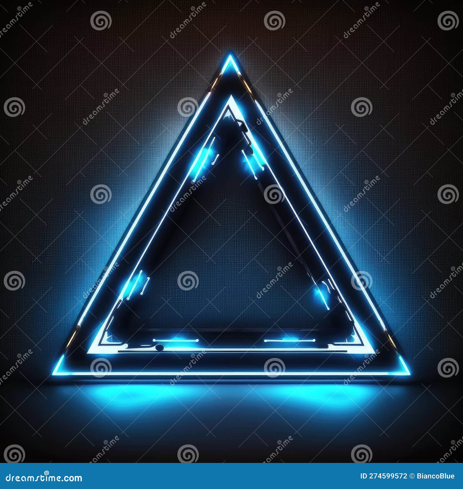 Innovation of Triangle Border Frame with Blue Neon Light Effects. Stock ...