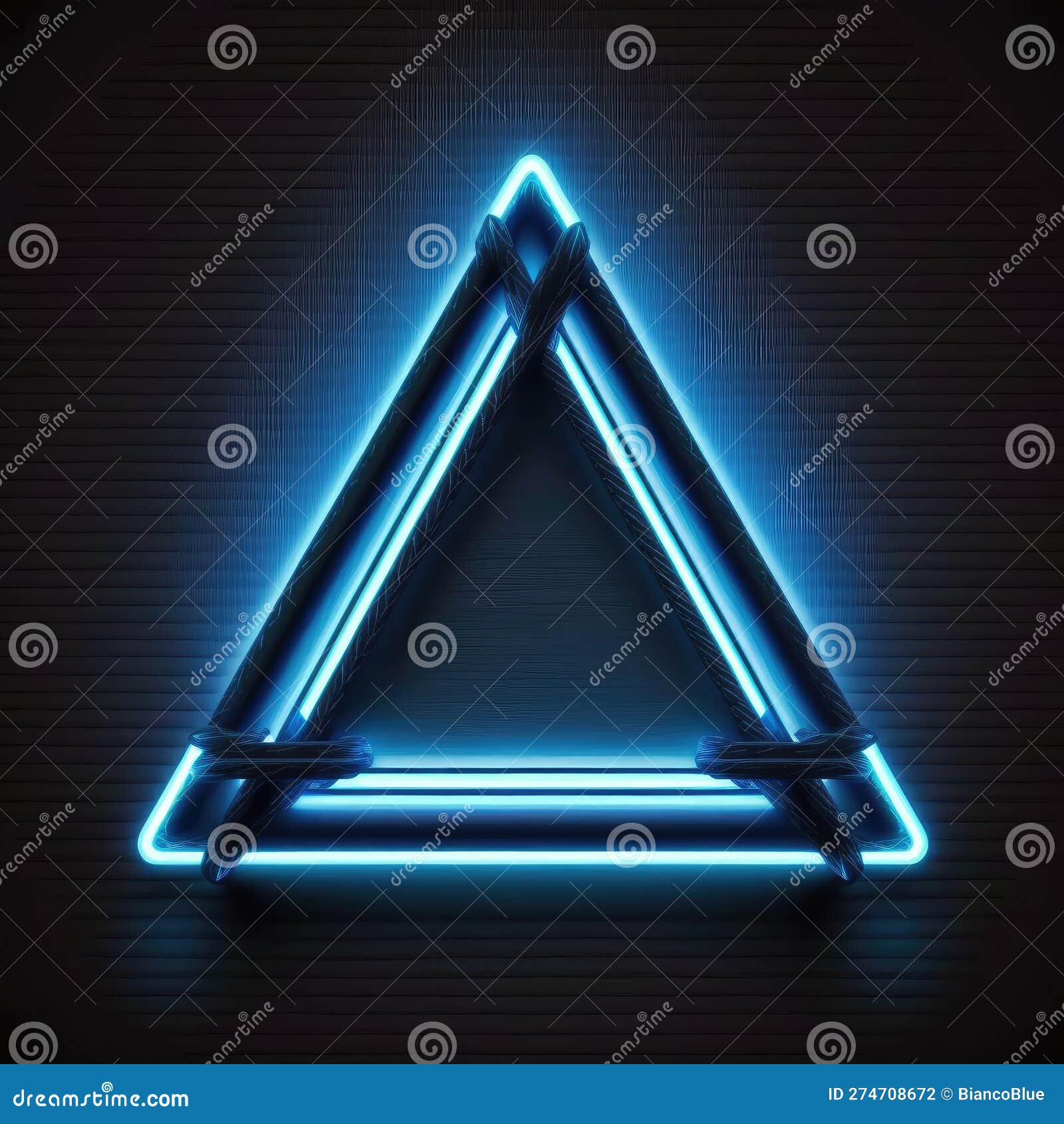 Innovation of Triangle Border Frame with Blue Neon Light Effects. Stock ...