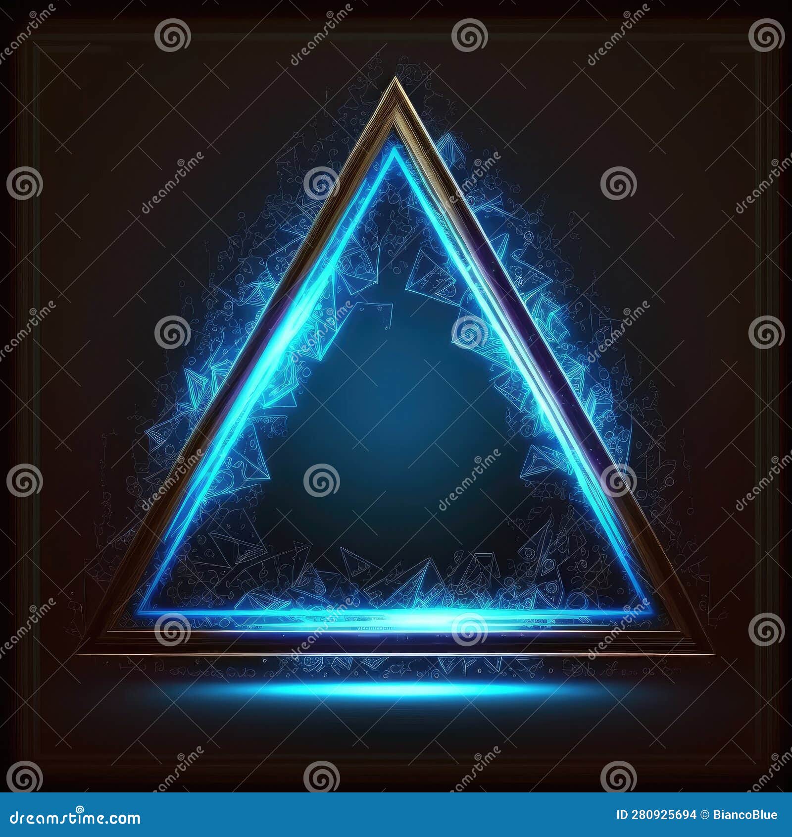 Innovation of Triangle Border Frame with Blue Neon Light Effects. Stock ...