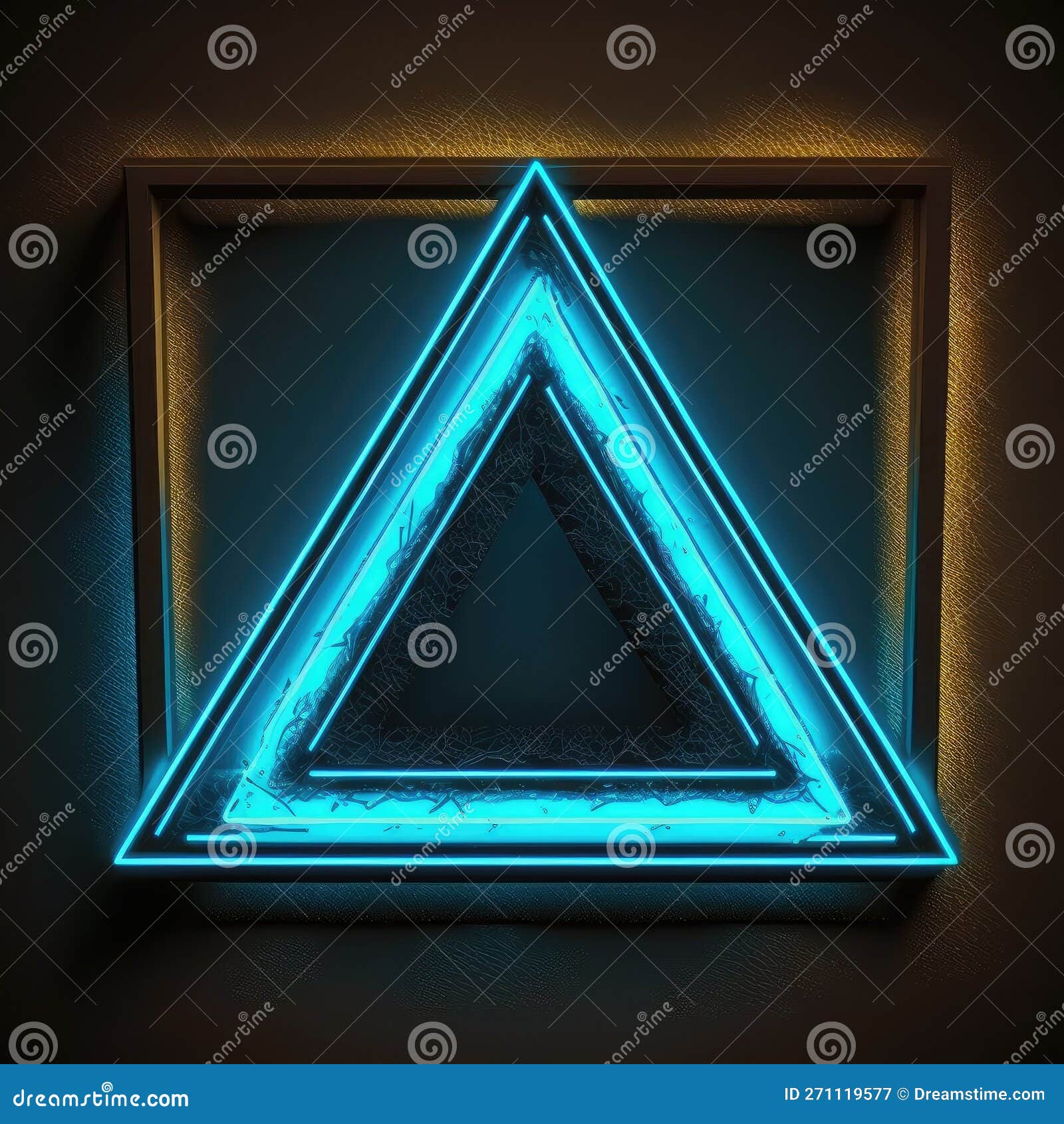 Innovation of Triangle Border Frame with Blue Neon Light Effects. Stock ...