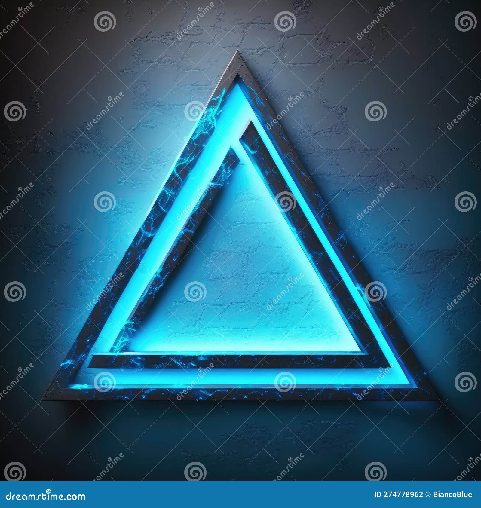 Innovation of Triangle Border Frame with Blue Neon Light Effects. Stock ...