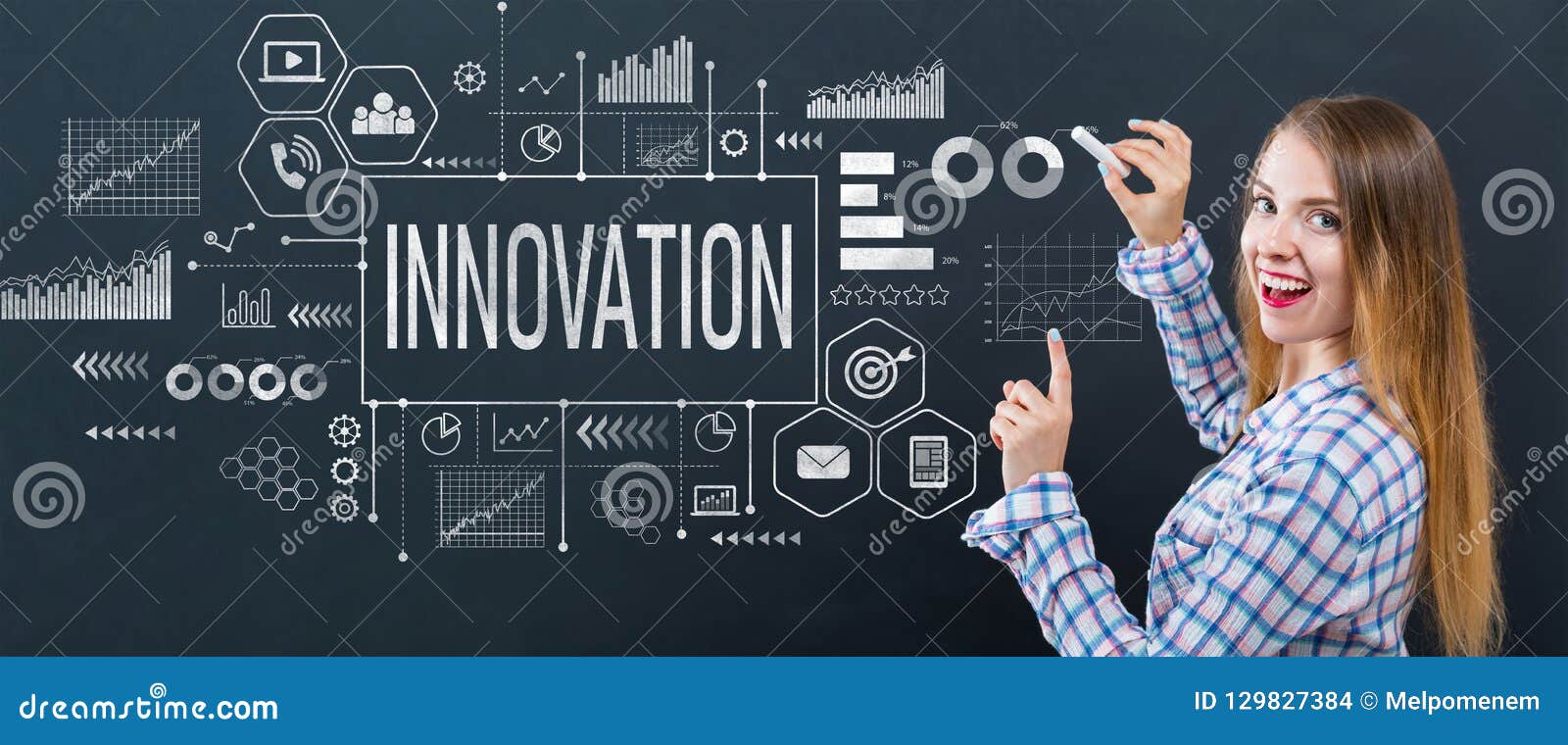 Innovation with Young Woman Stock Photo - Image of tech, technology ...