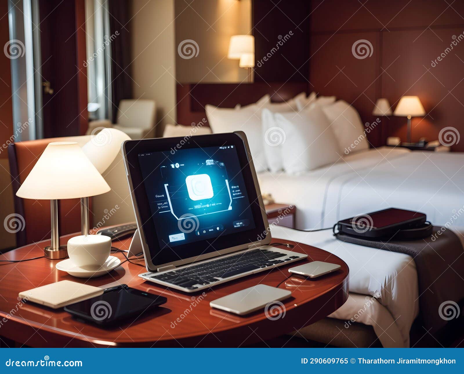 Innovations in Hospitality: Technology in the Hotel Stock Illustration ...