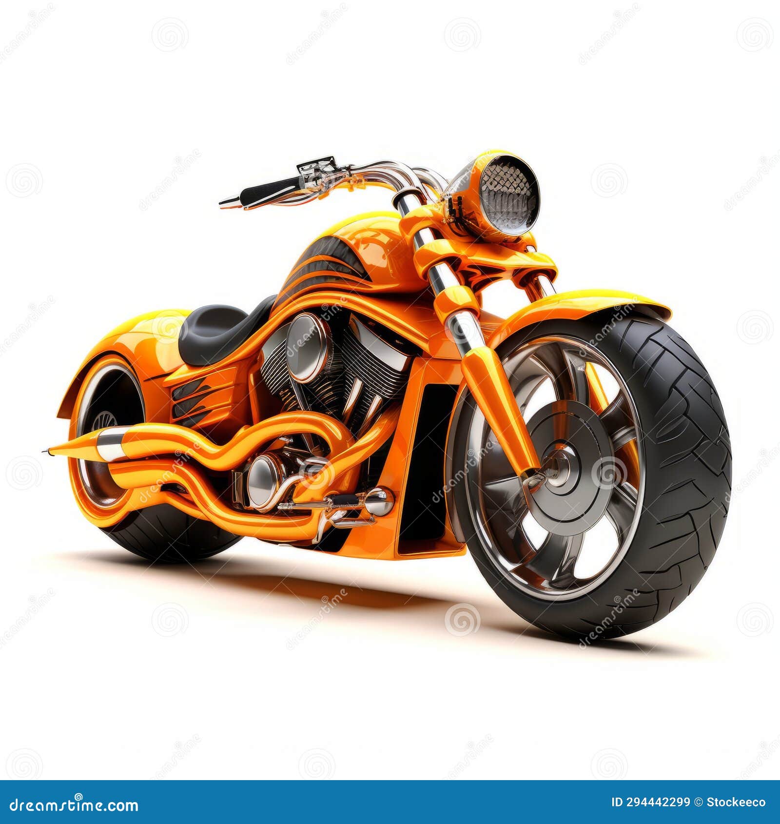 Innovative 3d Orange Motorcycle with Steelpunk Style Stock Illustration ...