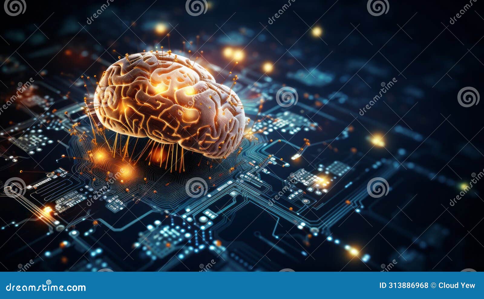 Innovative Ai Concept, Glimpse of Machine Intel. Stock Illustration ...